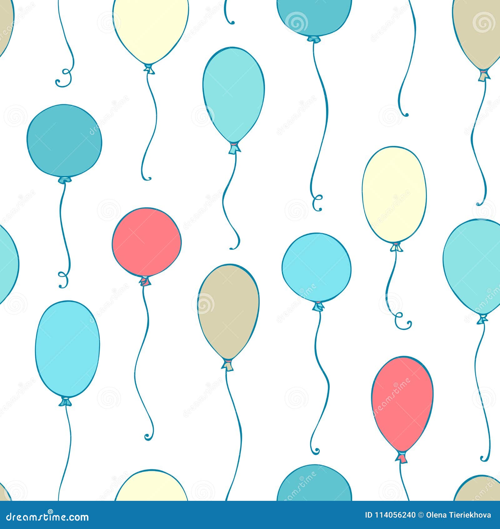 Vector Seamless Pattern of Balloons. Stock Vector - Illustration of ...