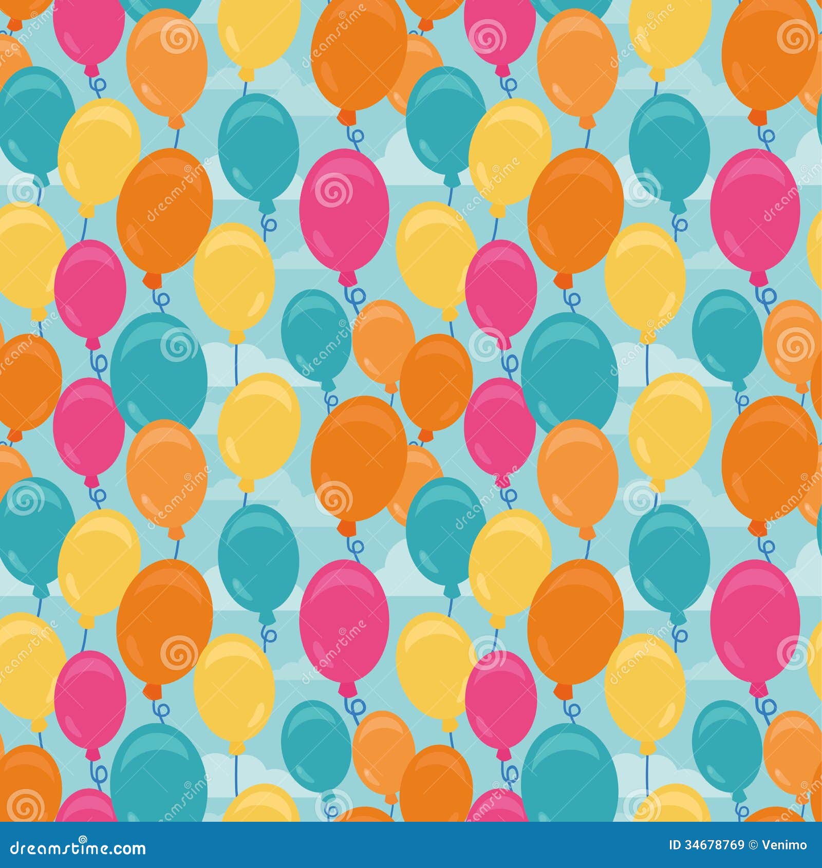 Vector Seamless Pattern with Balloons Stock Vector - Illustration of ...