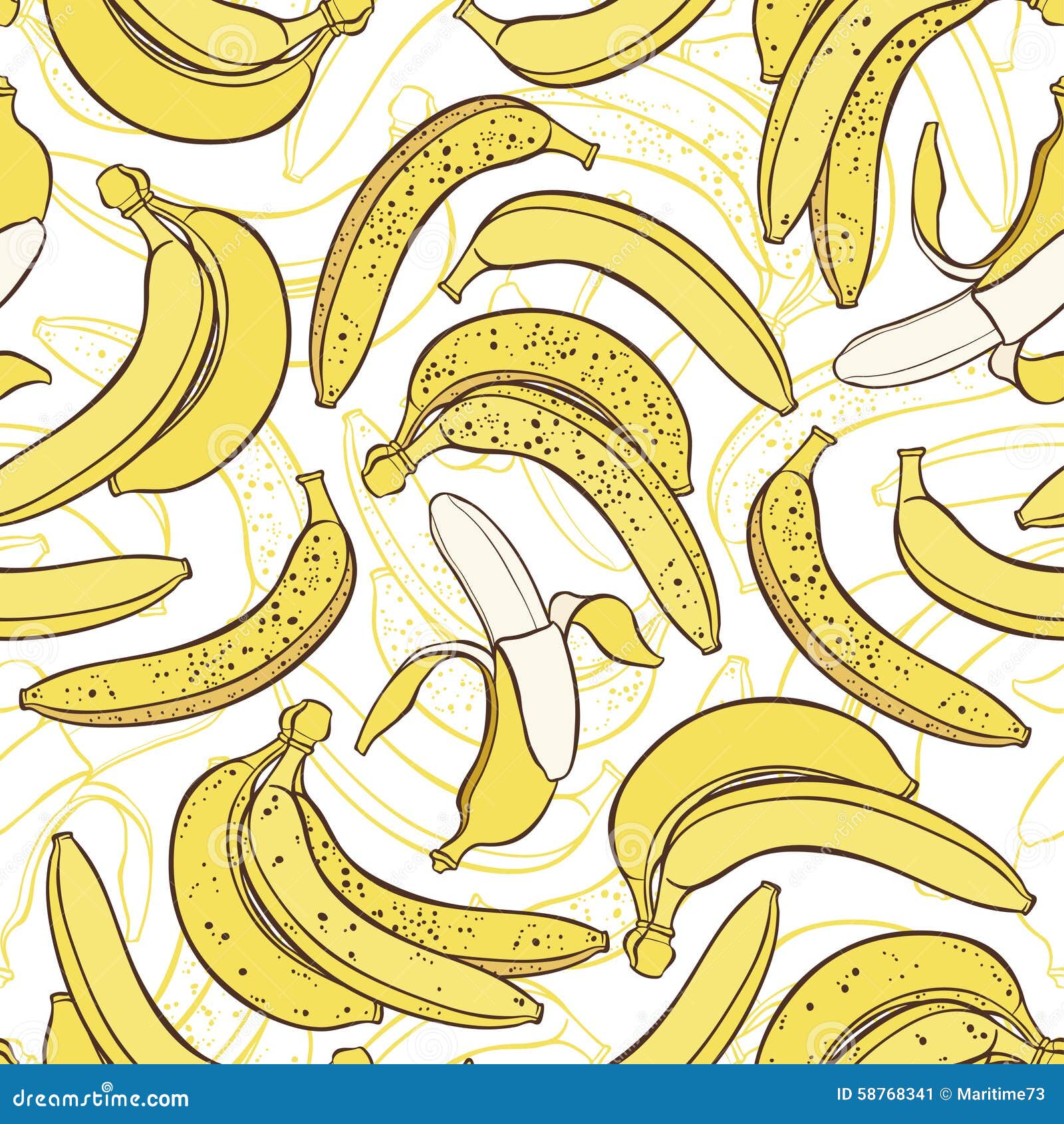 Vector Seamless Pattern of Bananas. Stock Illustration - Illustration ...