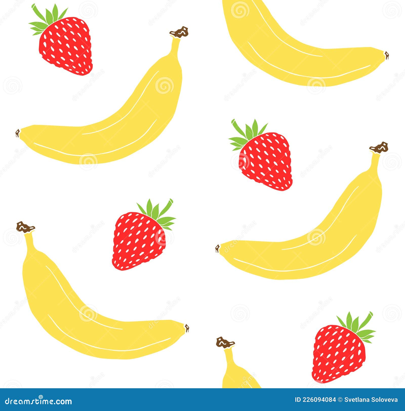 Vector Seamless Pattern of Bananas and Strawberry Stock Illustration ...