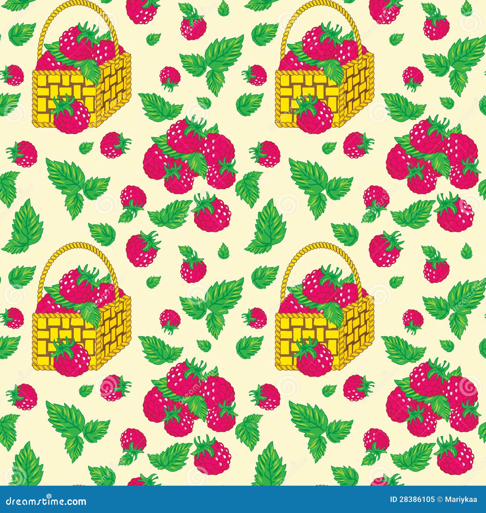 Vector Seamless Pattern with Baskets Stock Vector - Illustration of ...