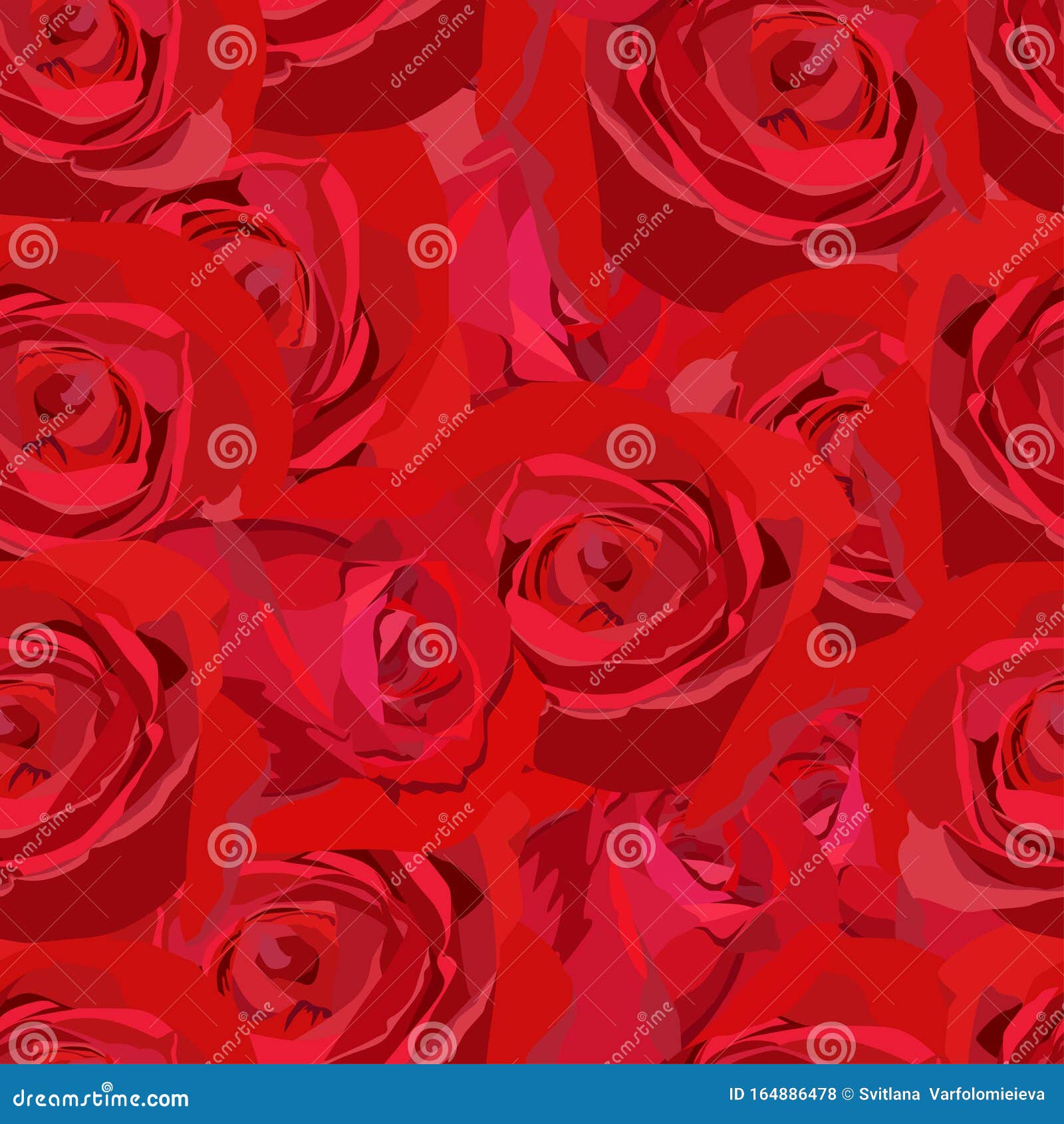 Vector Seamless Pattern with Beautiful Red Roses Stock Vector ...
