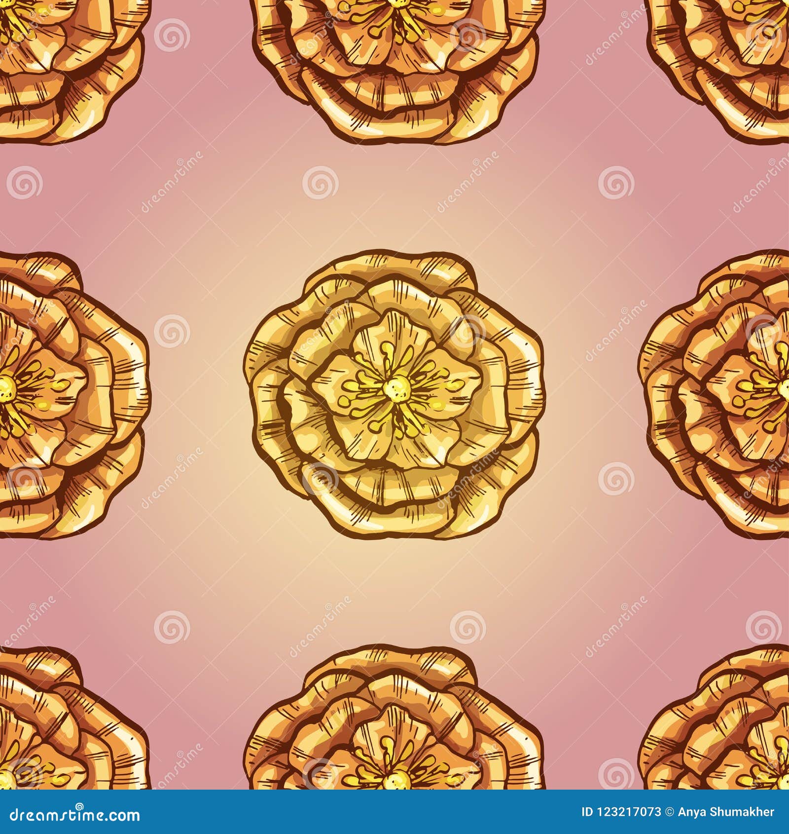 Vector Seamless Pattern with Beautiful Yellow Flowers. Floral Backdrop ...