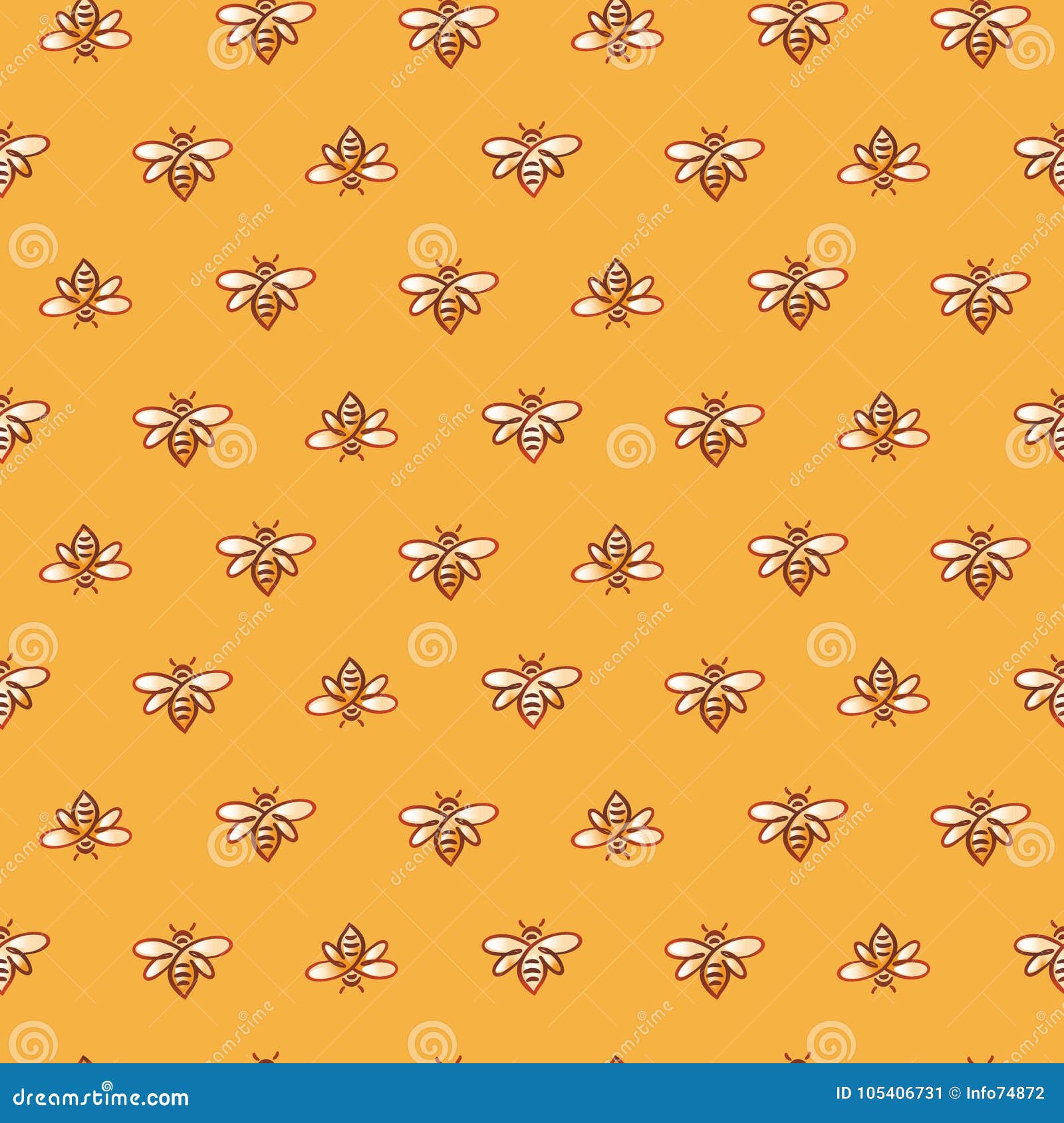 Vector Seamless Pattern with Bee Stock Illustration - Illustration of ...