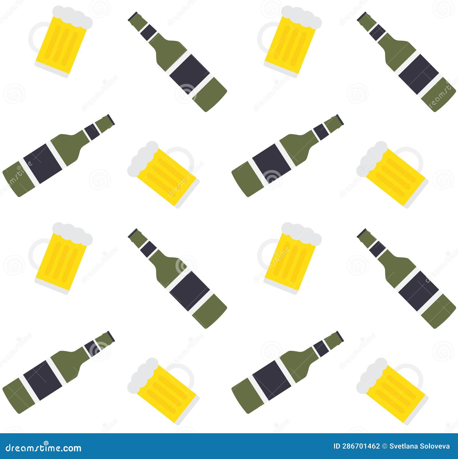 Vector Seamless Pattern of Beer Bottle and Glass Stock Vector ...