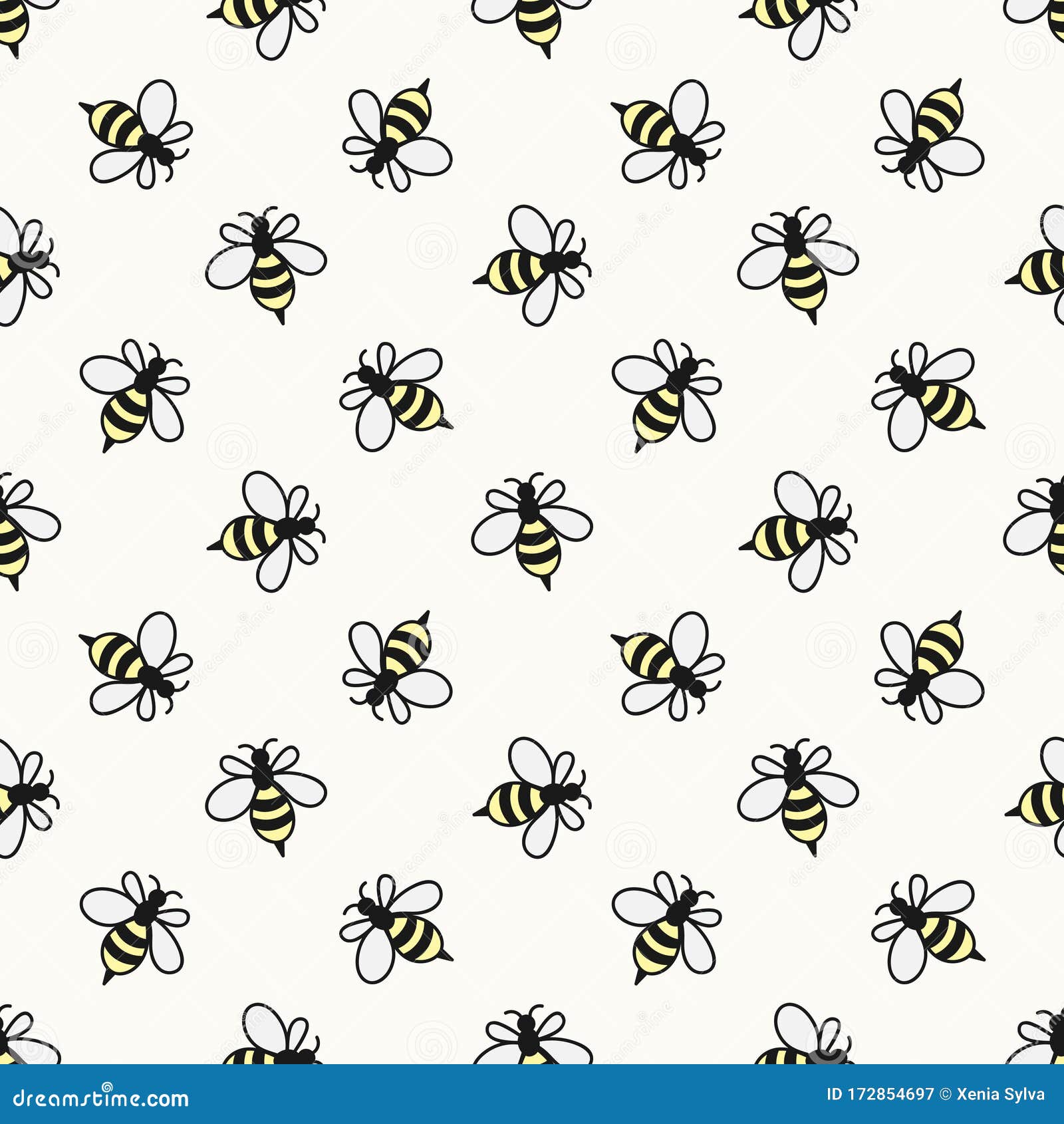 Vector Seamless Pattern with Bees; Simple Bees Icons. Stock Vector ...