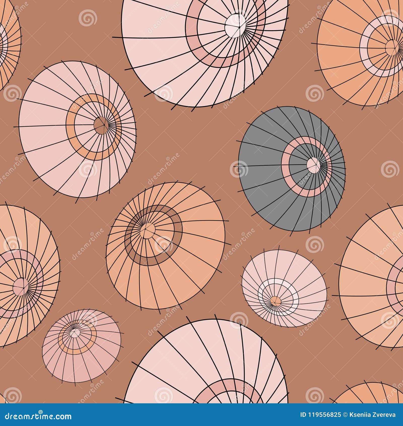 Vector Seamless Pattern with Beige Japan Umbrellas Stock Vector ...