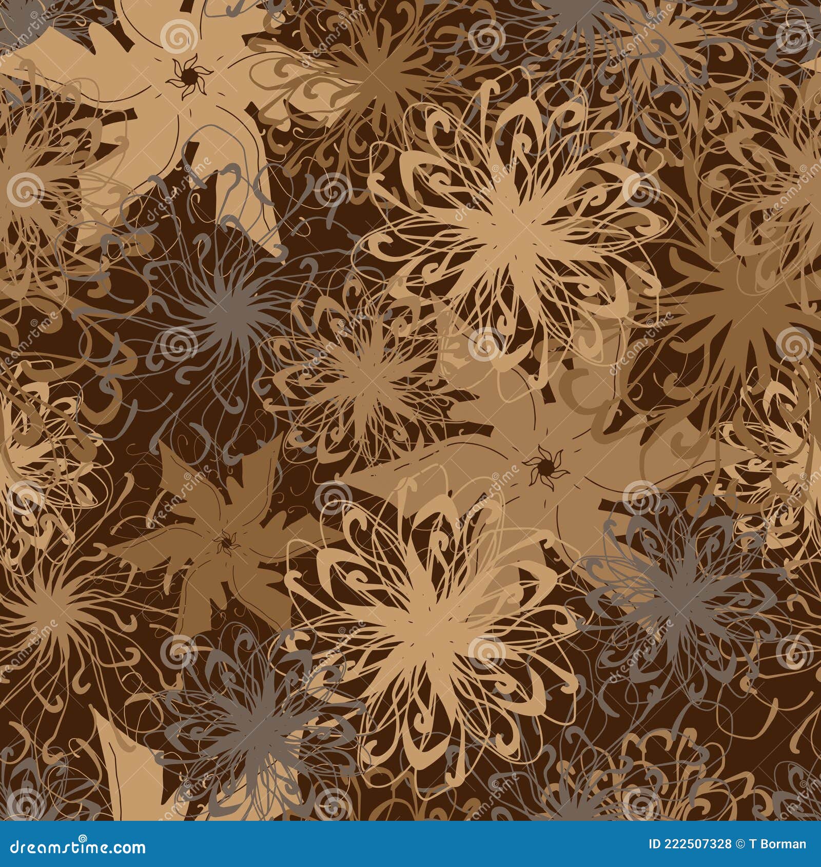 Vector Seamless Pattern of Beige Mandalas on a Background Different ...