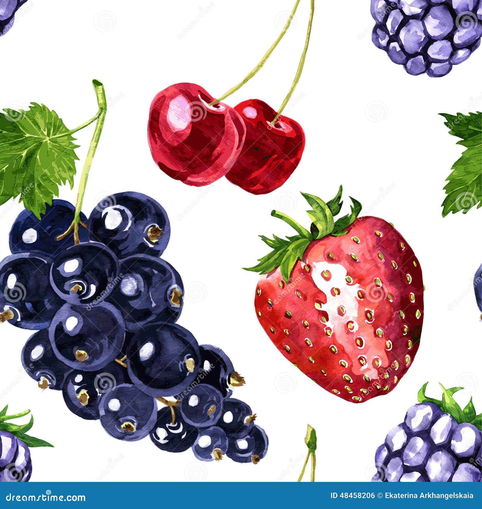 Vector Seamless Pattern with Berries Stock Vector - Illustration of ...