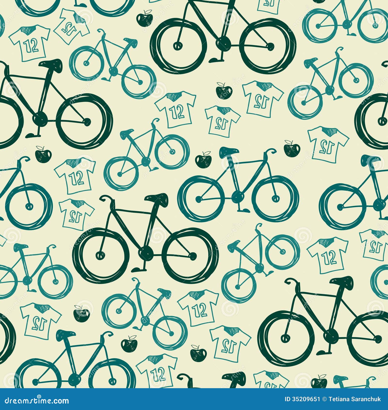 Vector Seamless Pattern with Bicycles Stock Vector - Illustration of ...