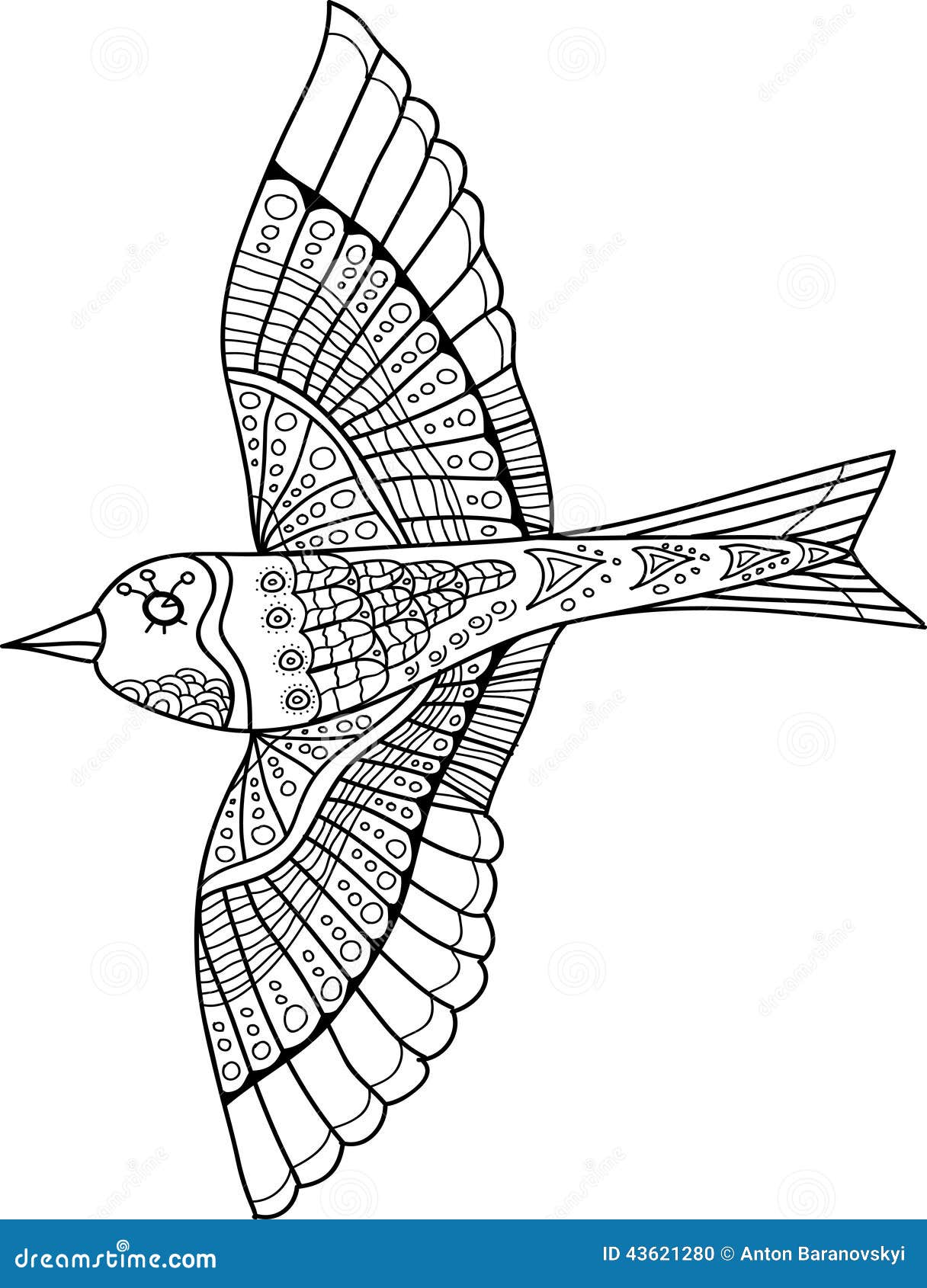 Vector Seamless Pattern. Bird Doodle Stock Vector - Illustration of ...