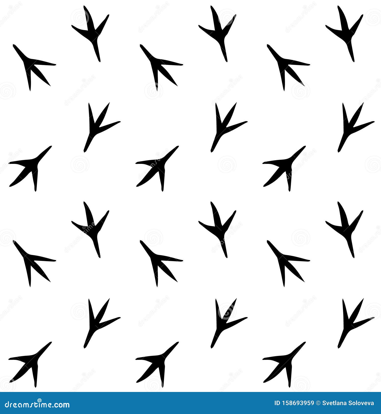 Vector Seamless Pattern of Bird Foot Print Steps Stock Vector ...