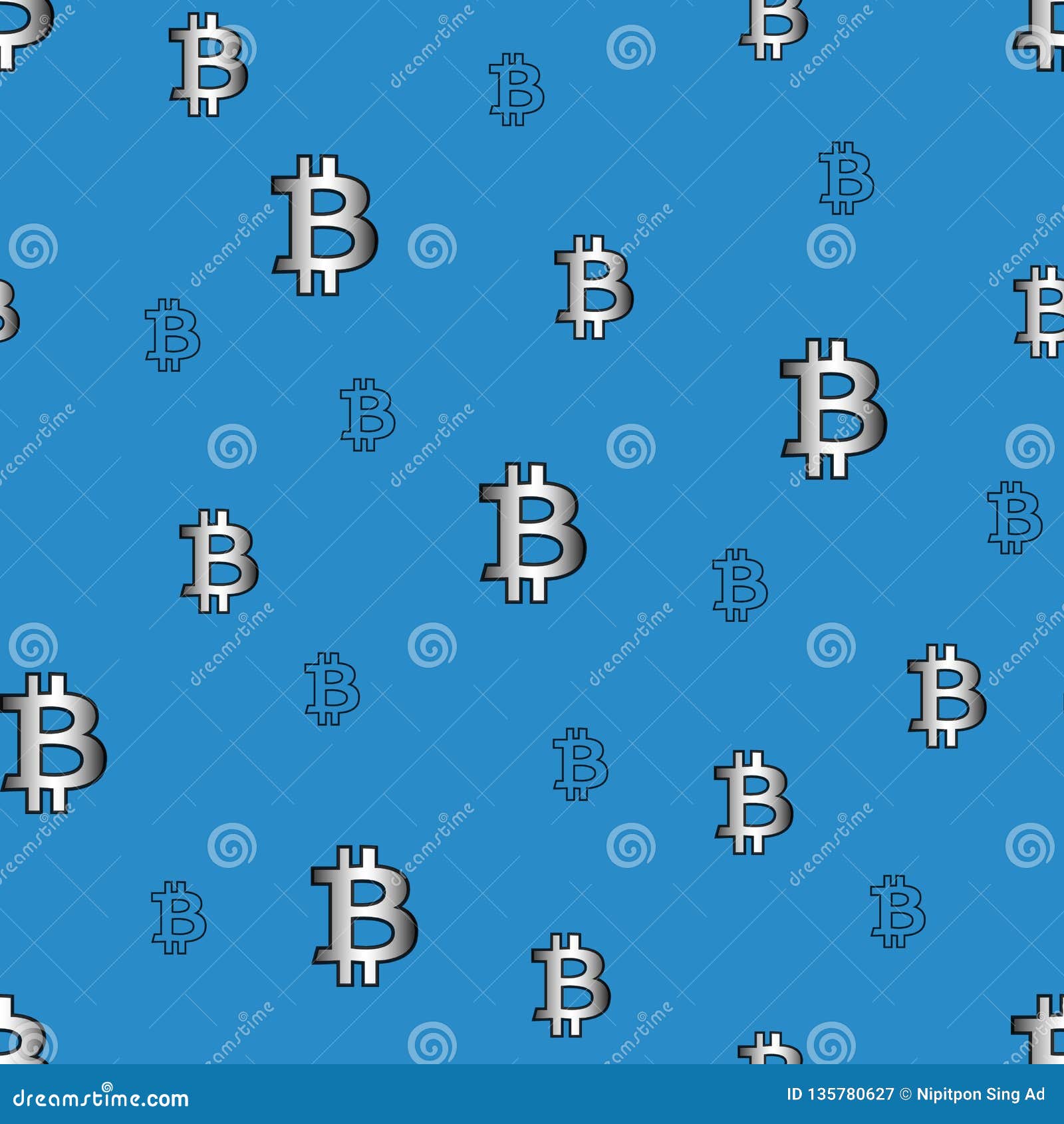 Vector Seamless Pattern with Bitcoin Symbol. Surface for Wrapping Paper ...