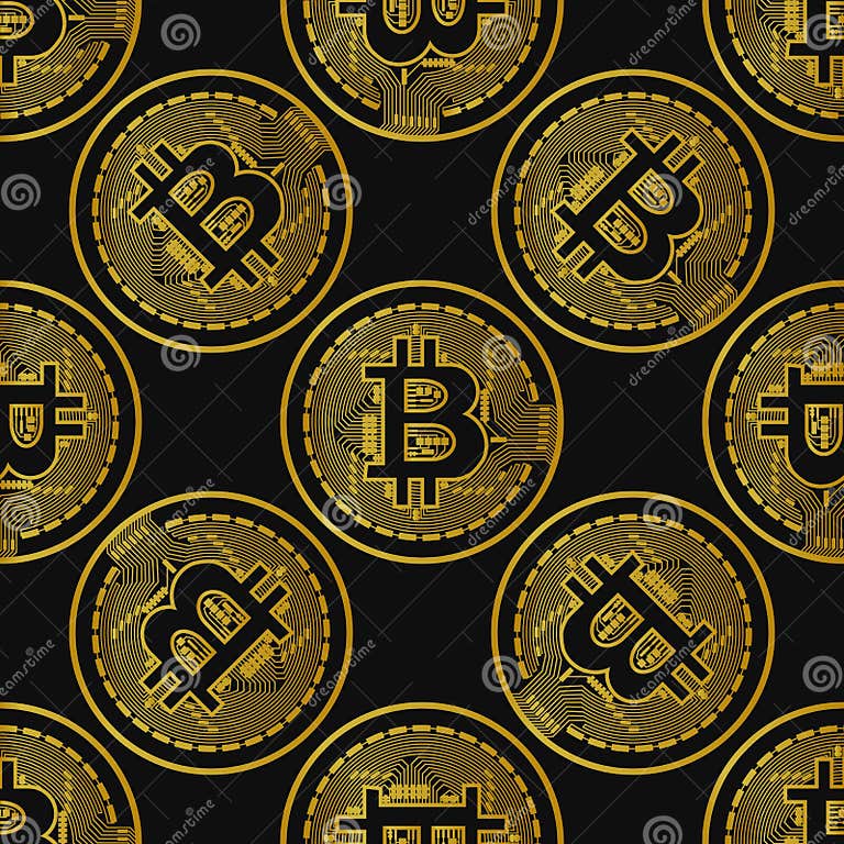 Vector Seamless Pattern with Bitcoins. Stock Illustration ...