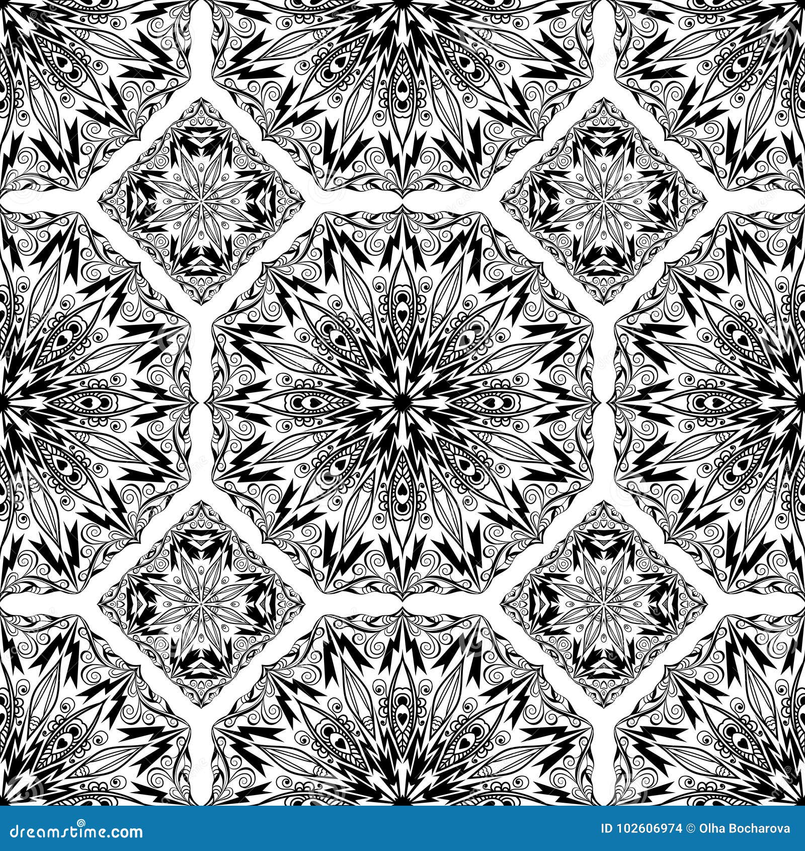 Vector Seamless Pattern from Black Abstract Mandalas Stock Vector ...