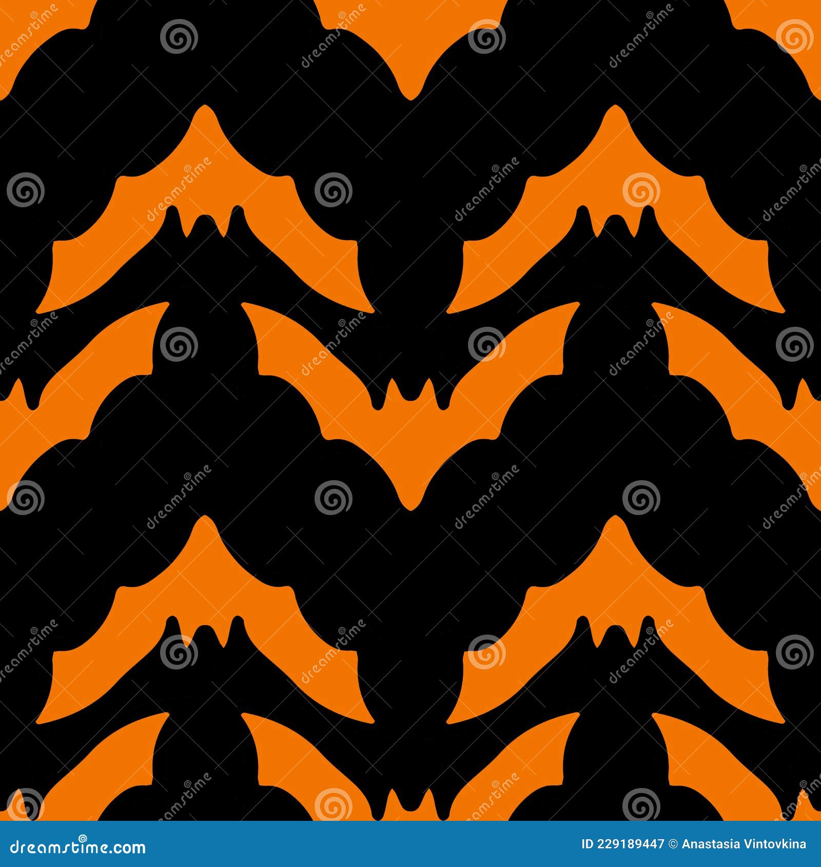 Vector Seamless Pattern of an Orange Bat on a Black Background for ...