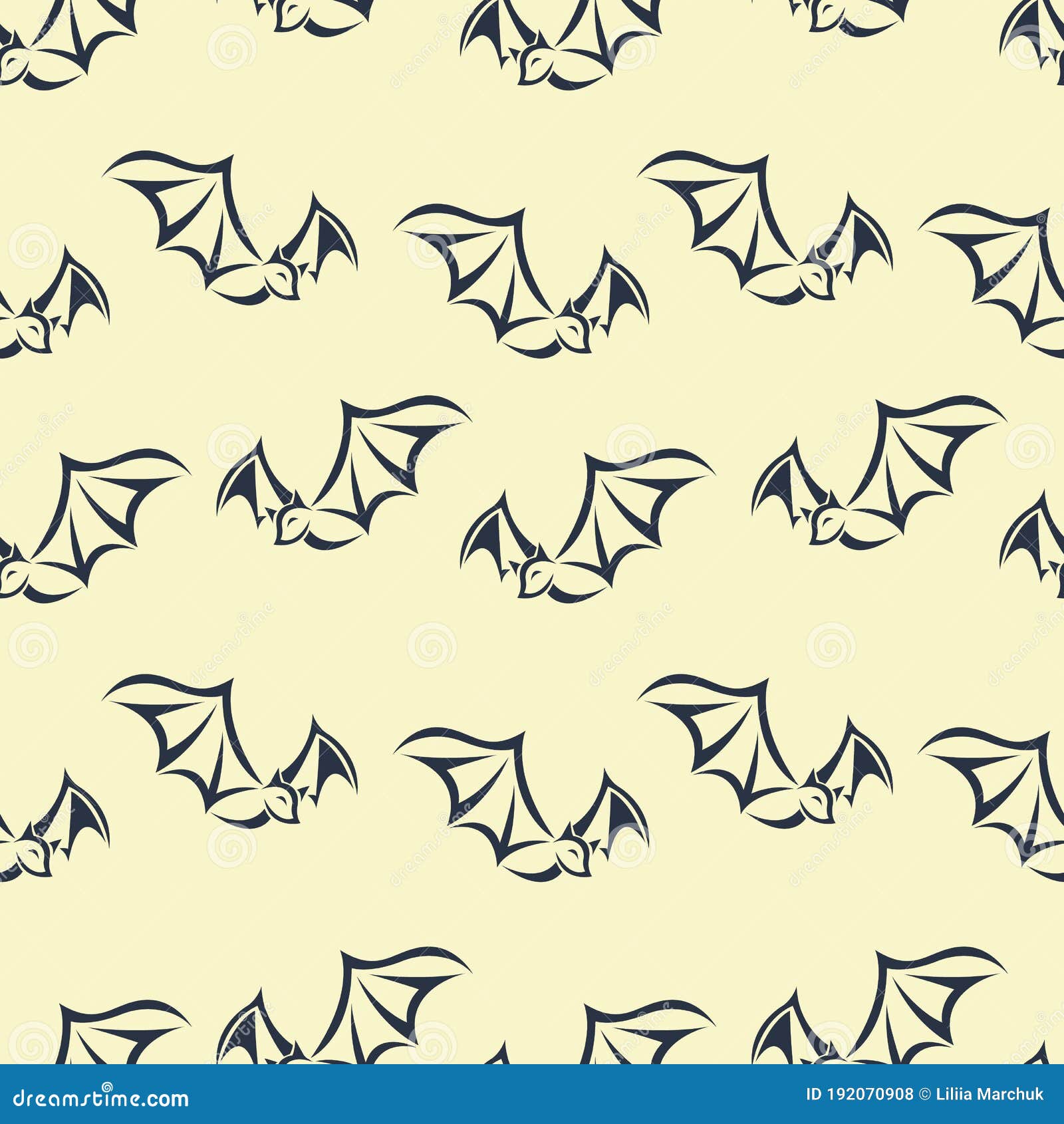 Vector Seamless Pattern with Black Bats on a Yellow Background. Design ...