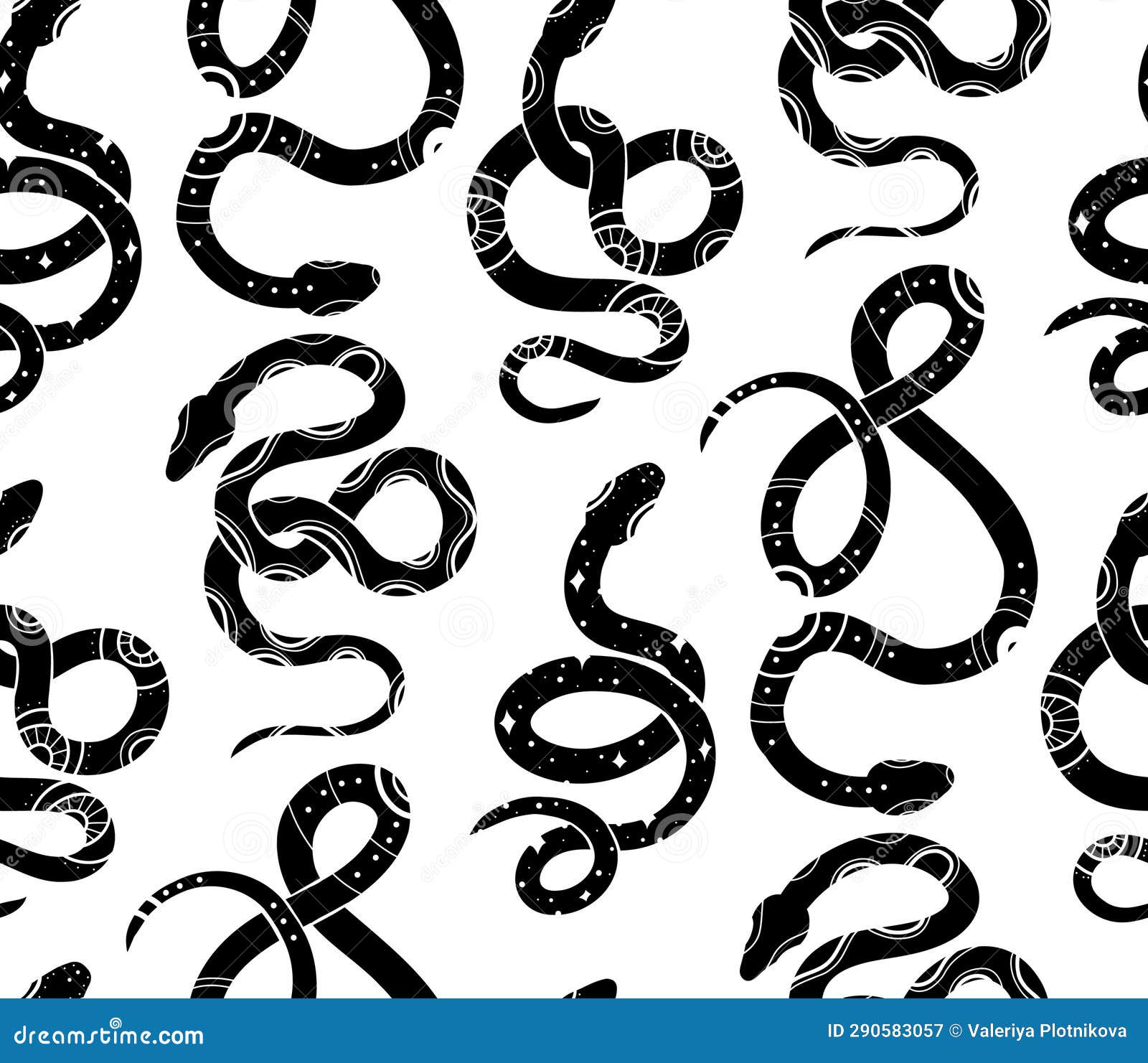 Set Of Snake Silhouettes. Wild Reptiles In Different Poses. Simple ...