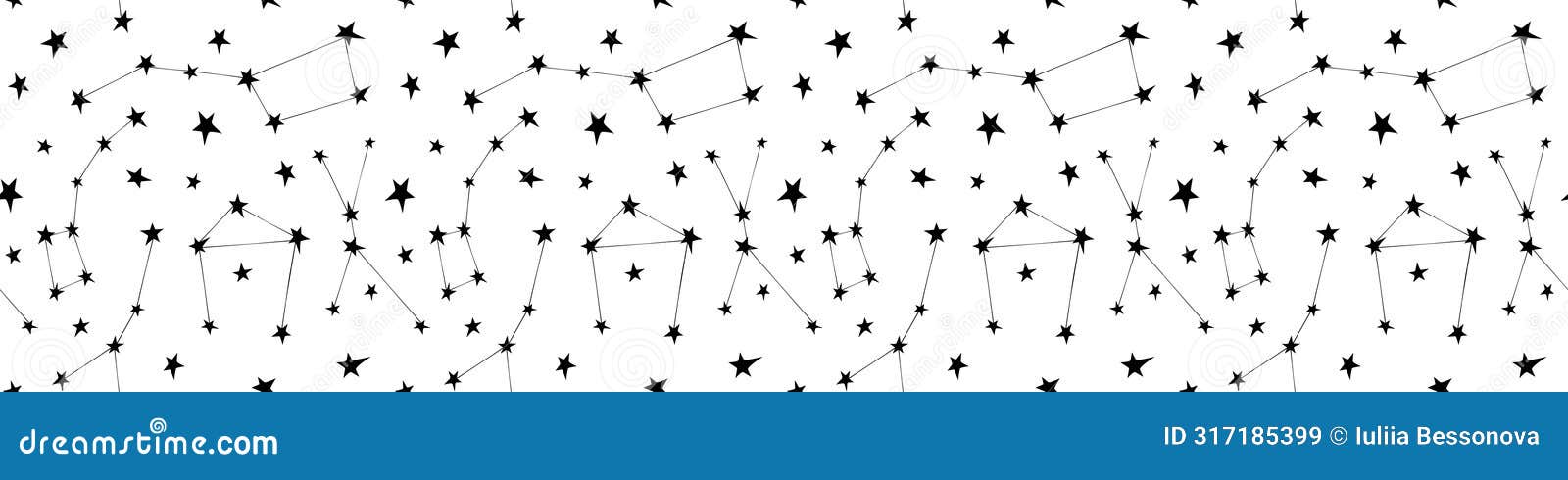 Vector Seamless Pattern of Black Different Constellations on White ...