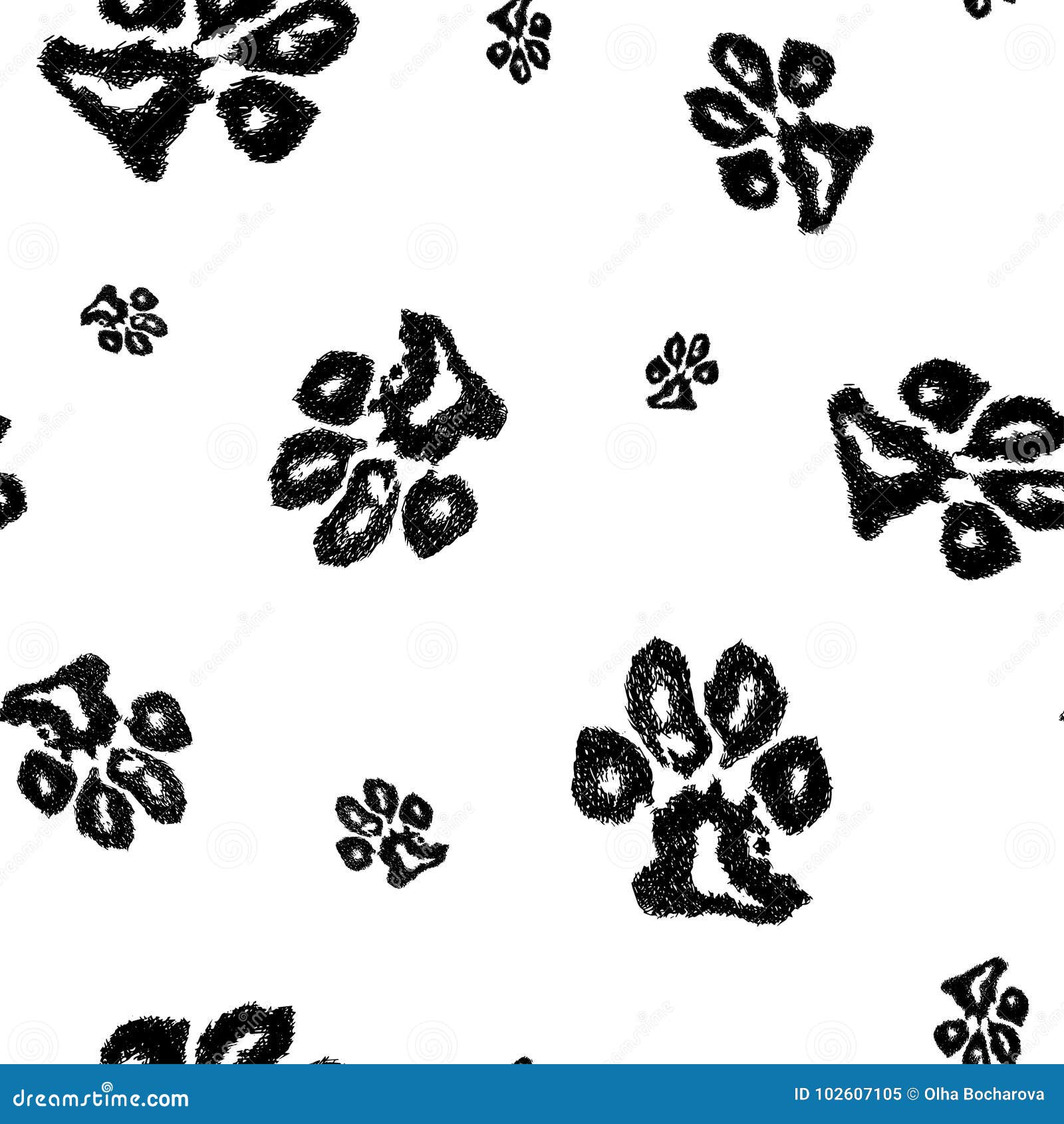 Vector Seamless Pattern from Black Dogs Footprint. Stock Vector ...