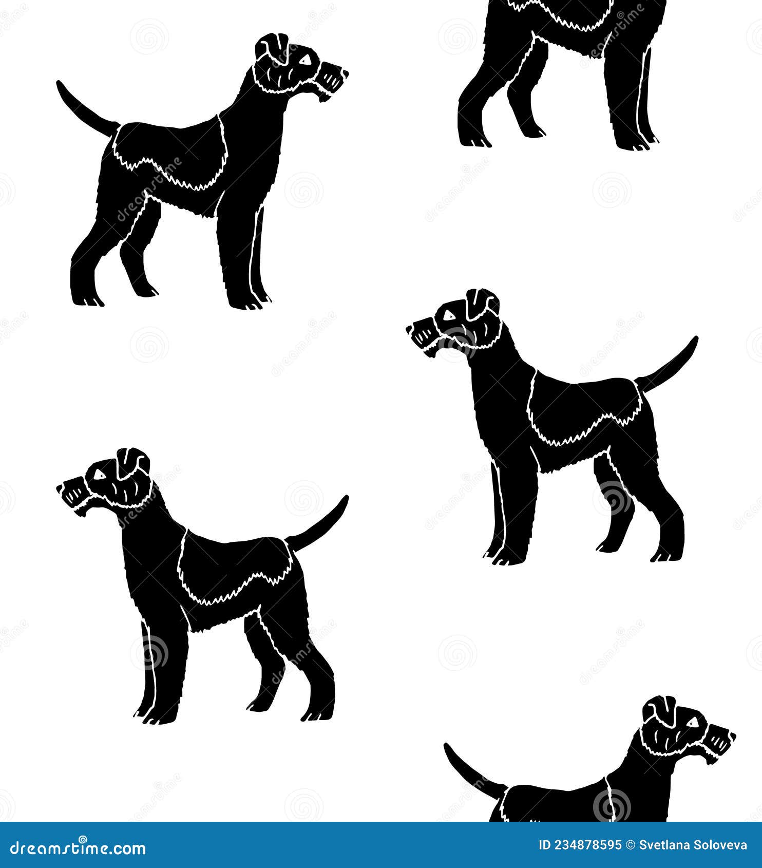 Vector Seamless Pattern of Black Fox Terrier Dog Stock Vector ...