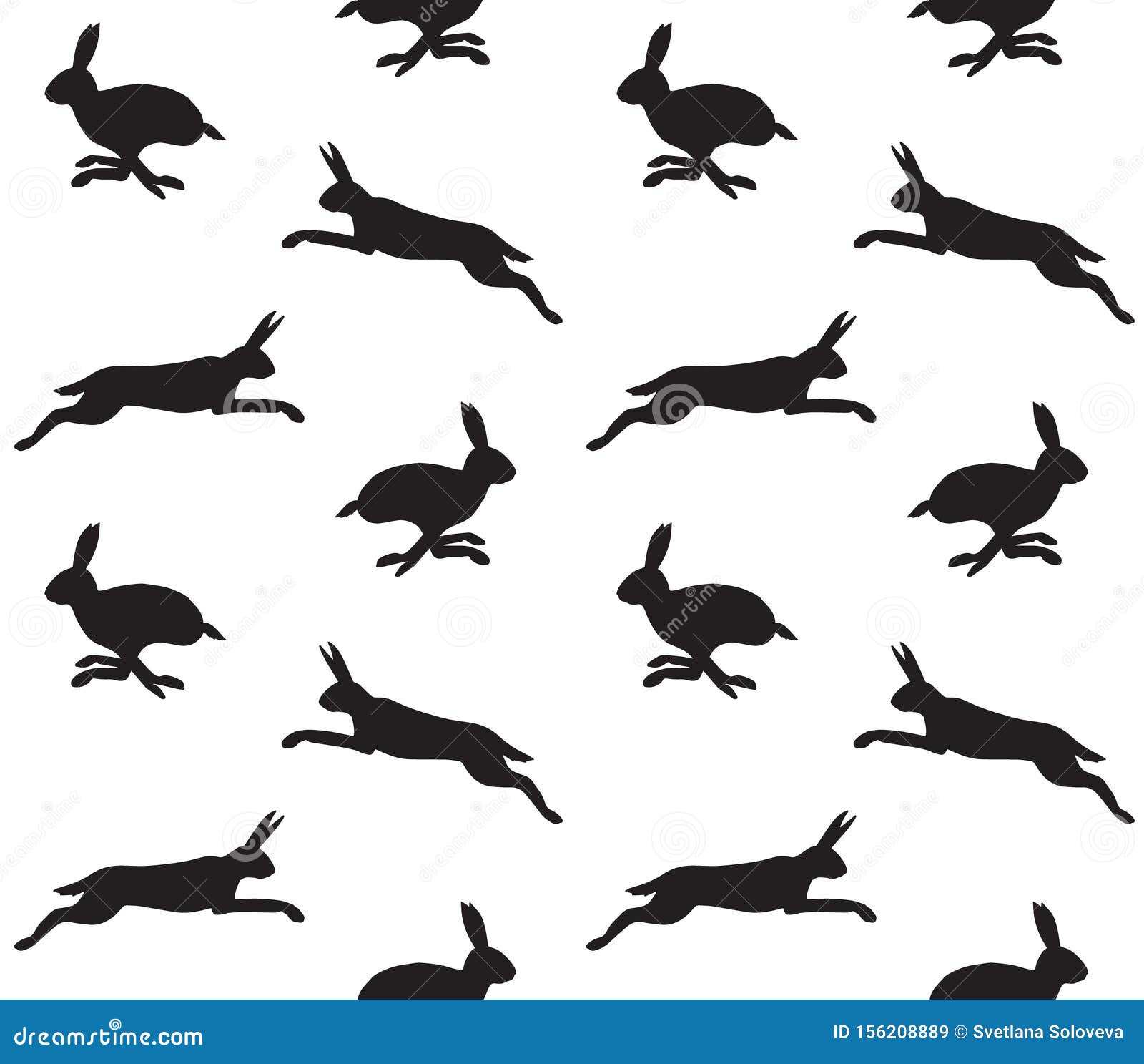 Vector Seamless Pattern of Black Hare Silhouette Stock Vector ...