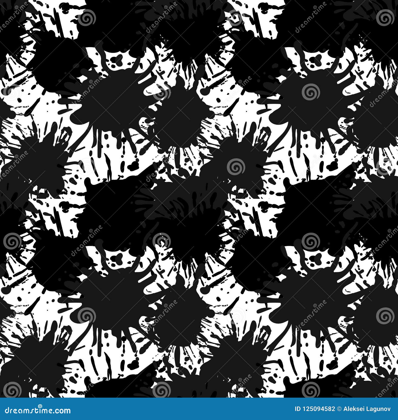 Vector Seamless Pattern, Black Ink Splatters Backdrop, Artistic ...