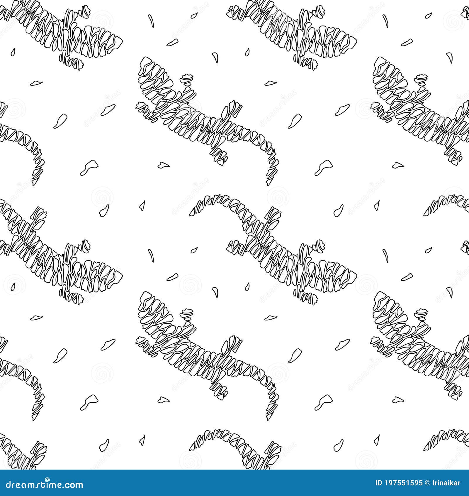 Vector Seamless Pattern with Black Lizards in Zebra Stripes Style on a ...