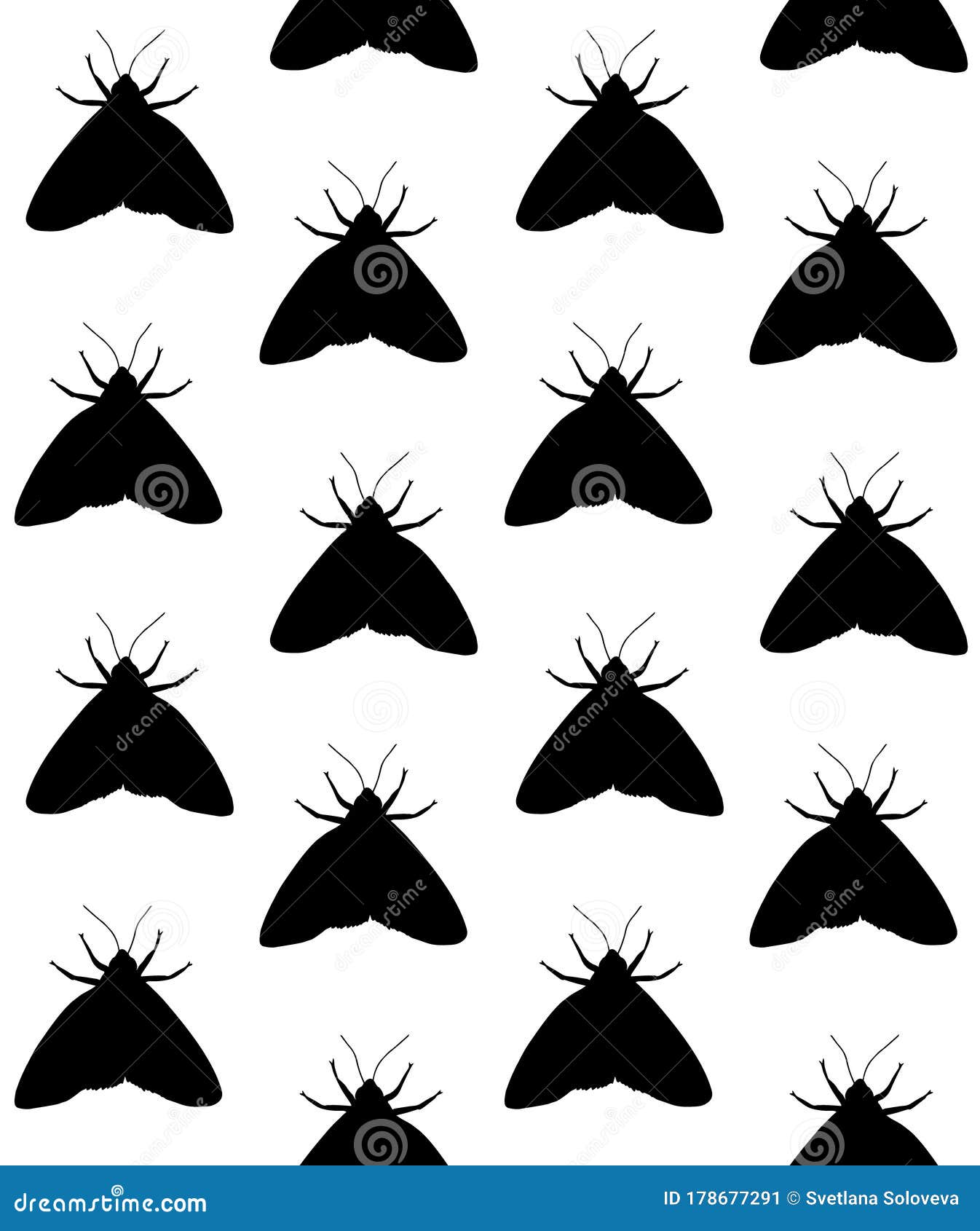 Moth Silhouette. Hand Vector Illustration. Isolated On White Background ...