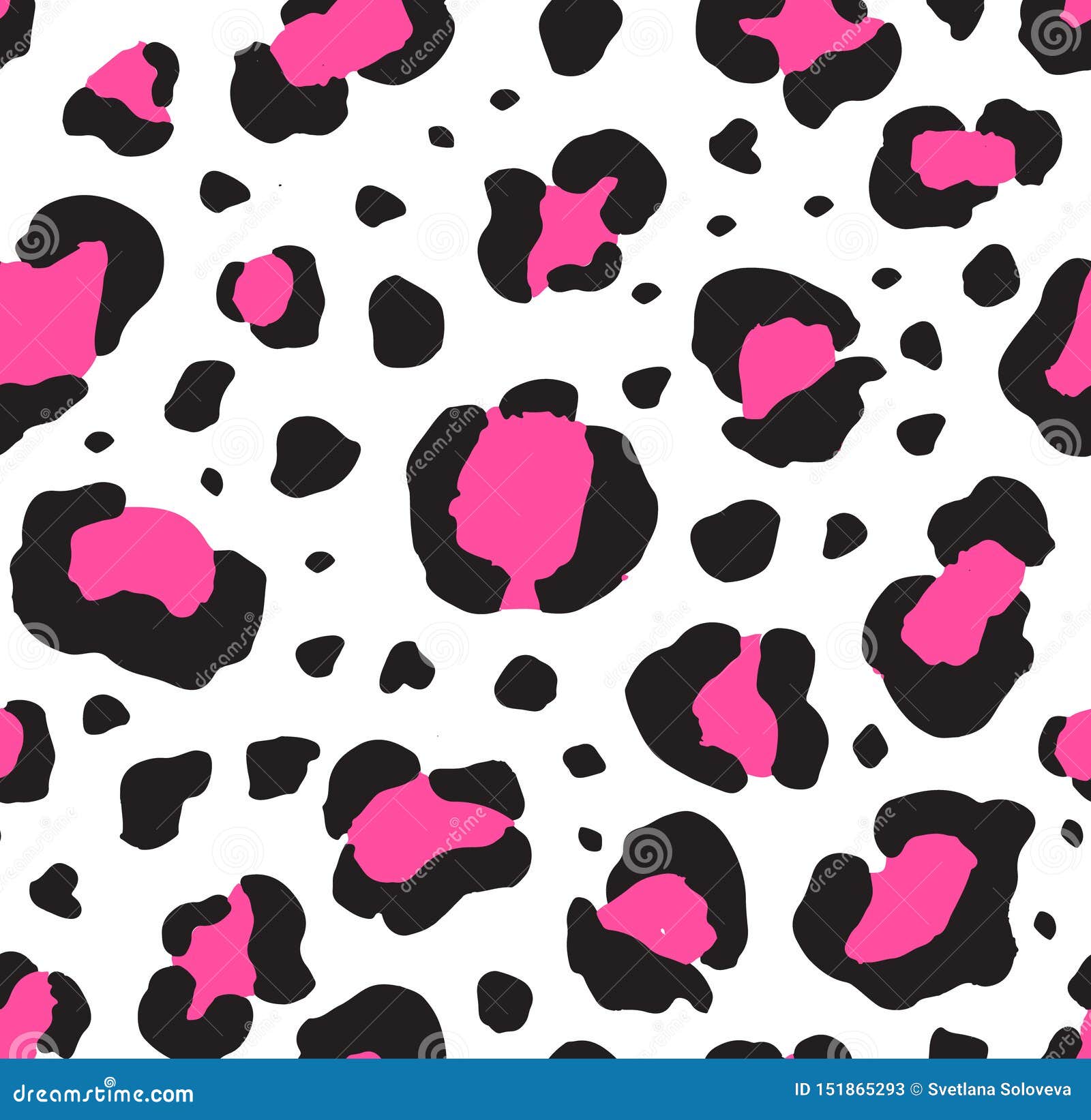 Seamless Pattern of Black Pink Leopard Fur Print Stock Vector ...