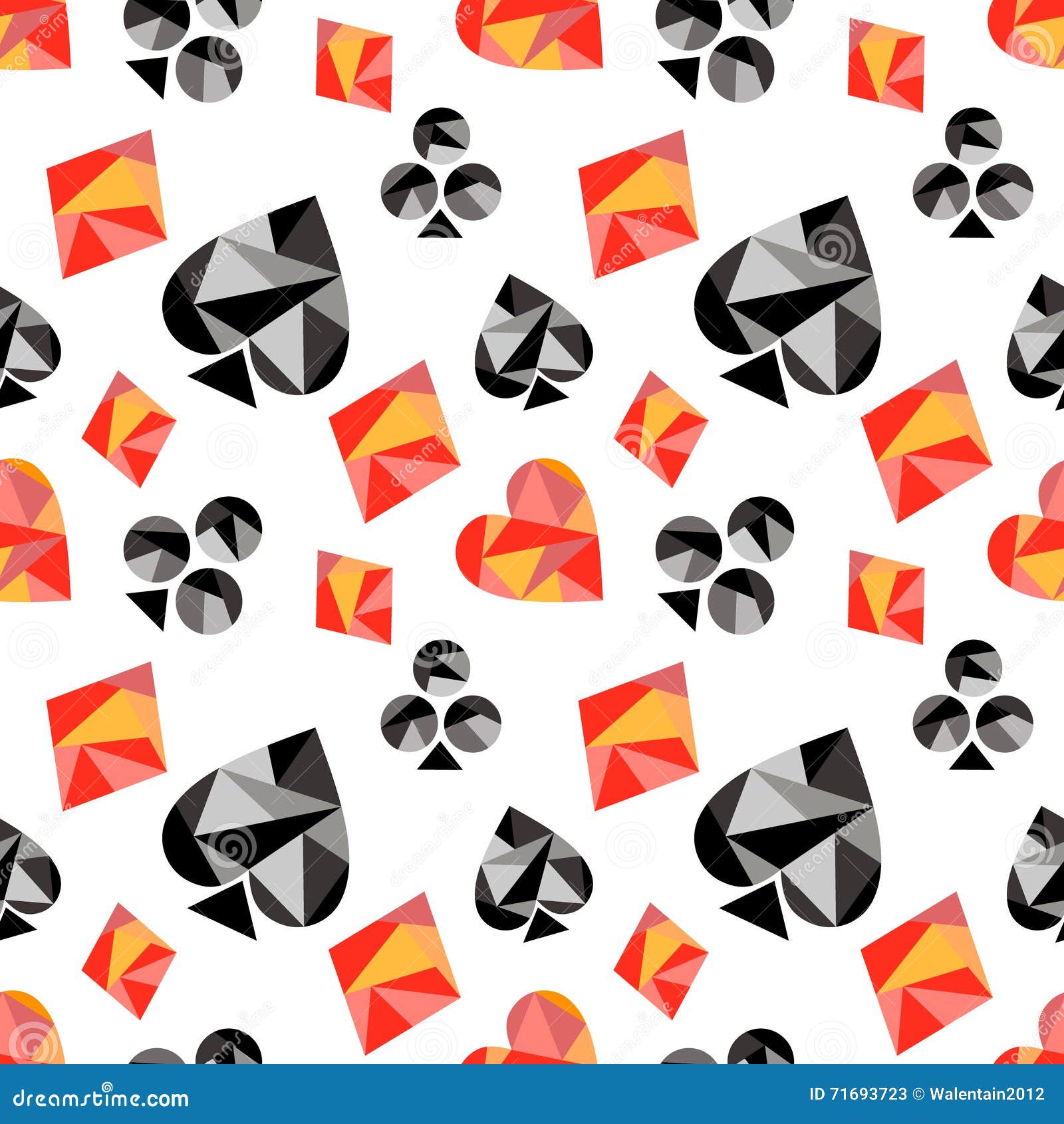 Vector Seamless Pattern with Black and Red Playing Card Symbols. Stock ...