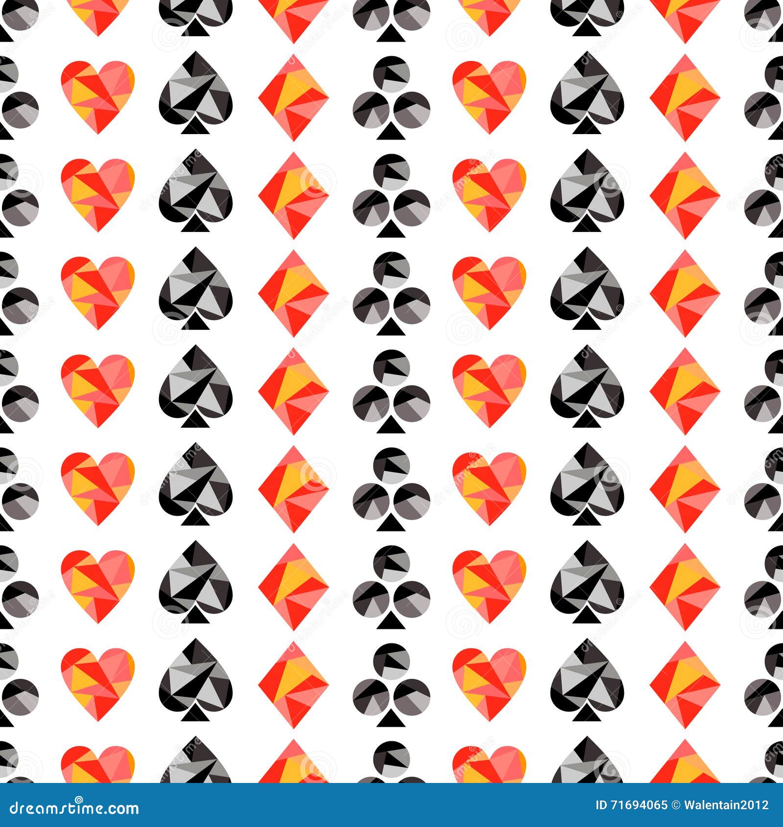 Vector Seamless Pattern with Black and Red Playing Card Symbols ...