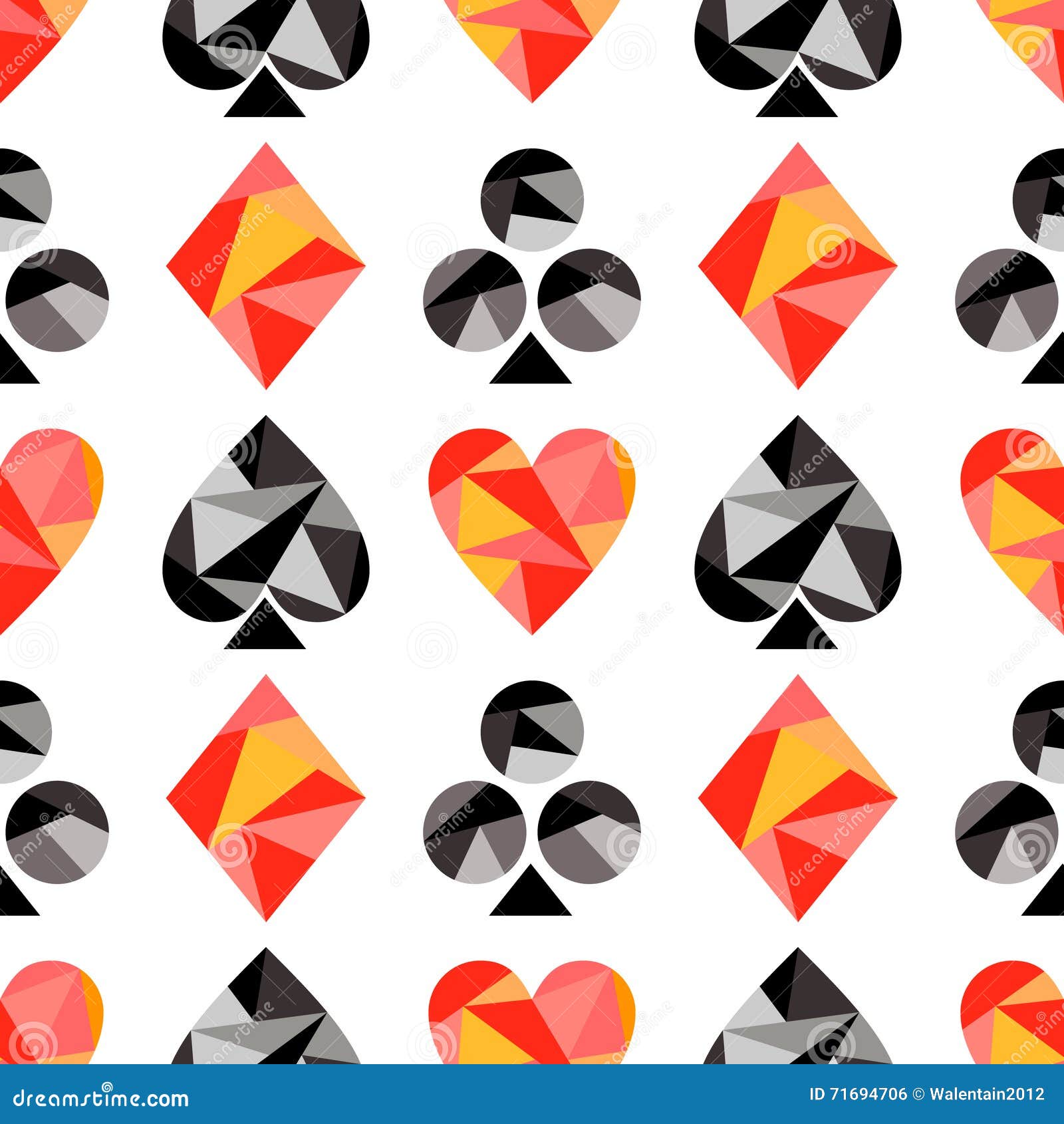 Vector Seamless Pattern with Black and Red Playing Card Symbols ...