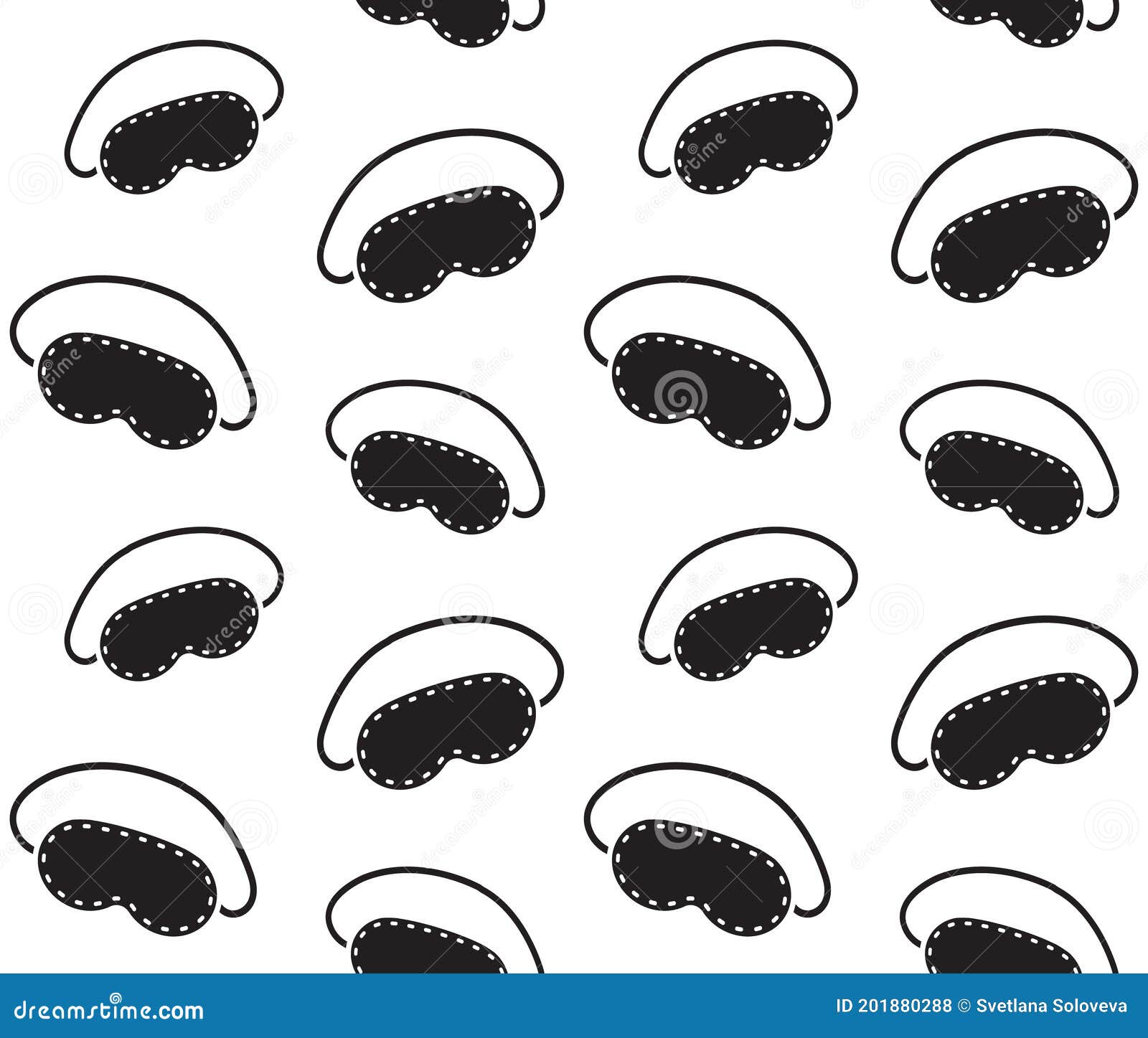Vector Seamless Pattern of Black Sleeping Mask Stock Illustration ...