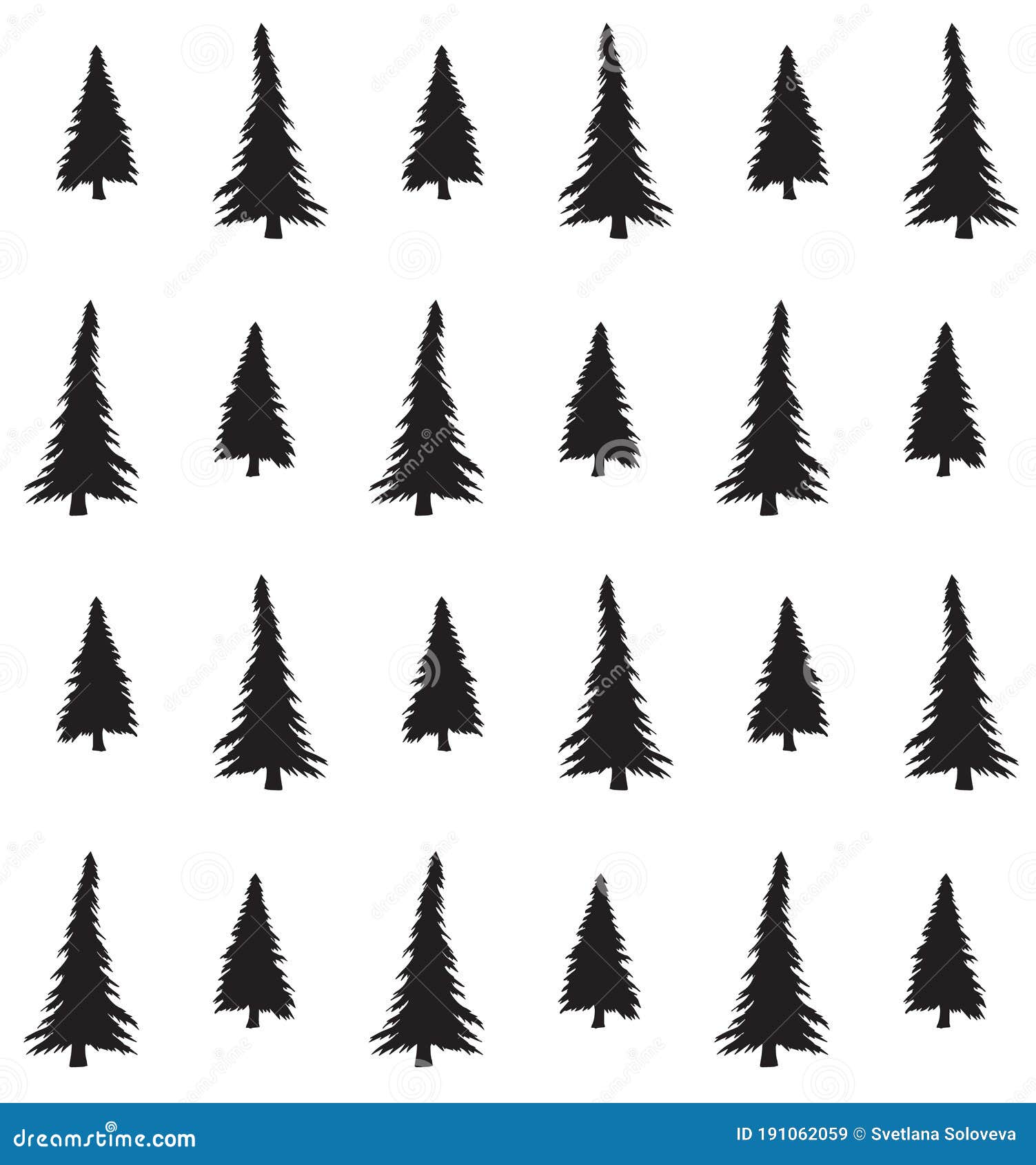 Vector Seamless Pattern of Black Spruce Silhouette Stock Illustration ...