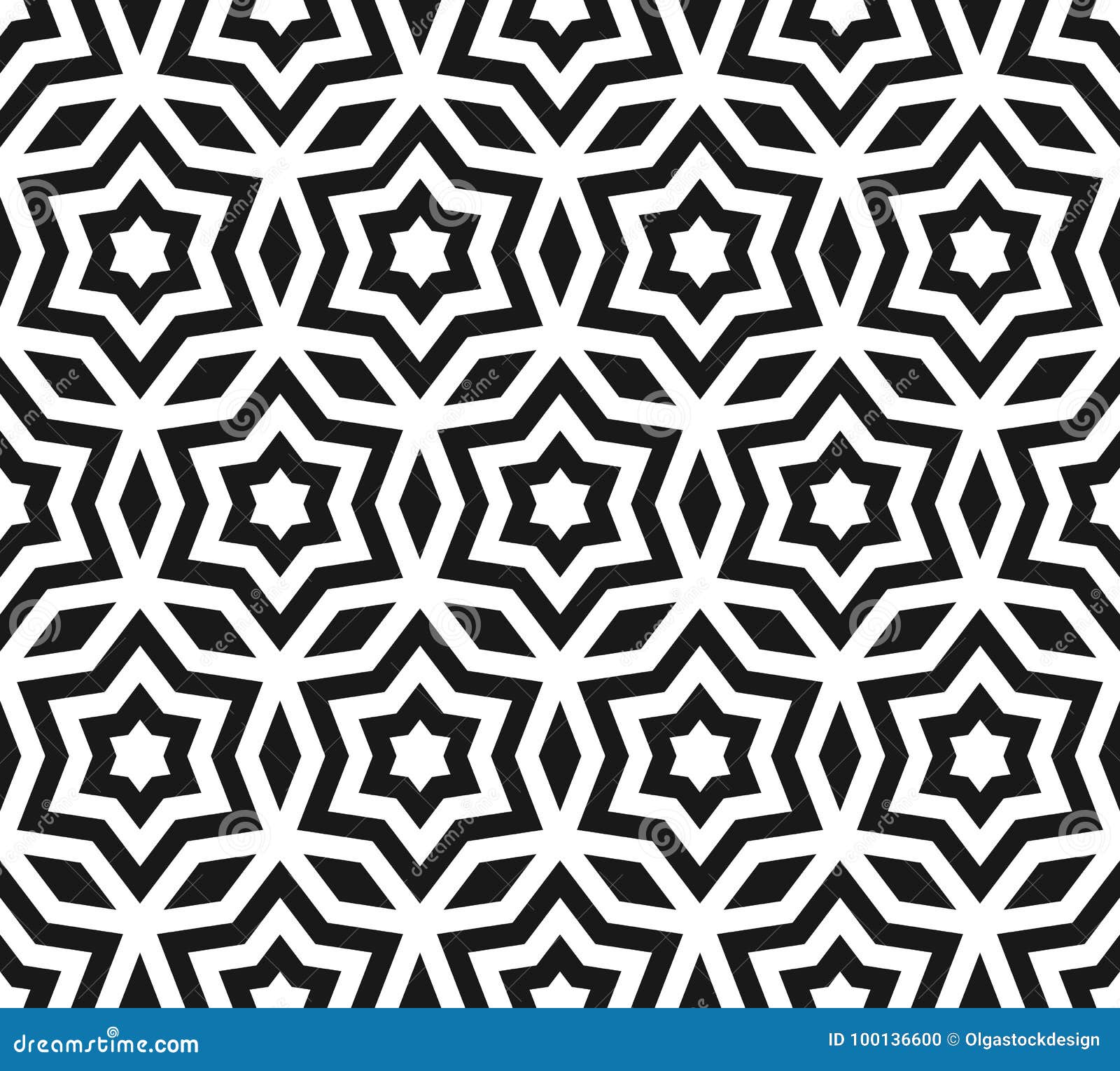 Stars Pattern, Ornament Texture with Linear Stars. Stock Vector ...