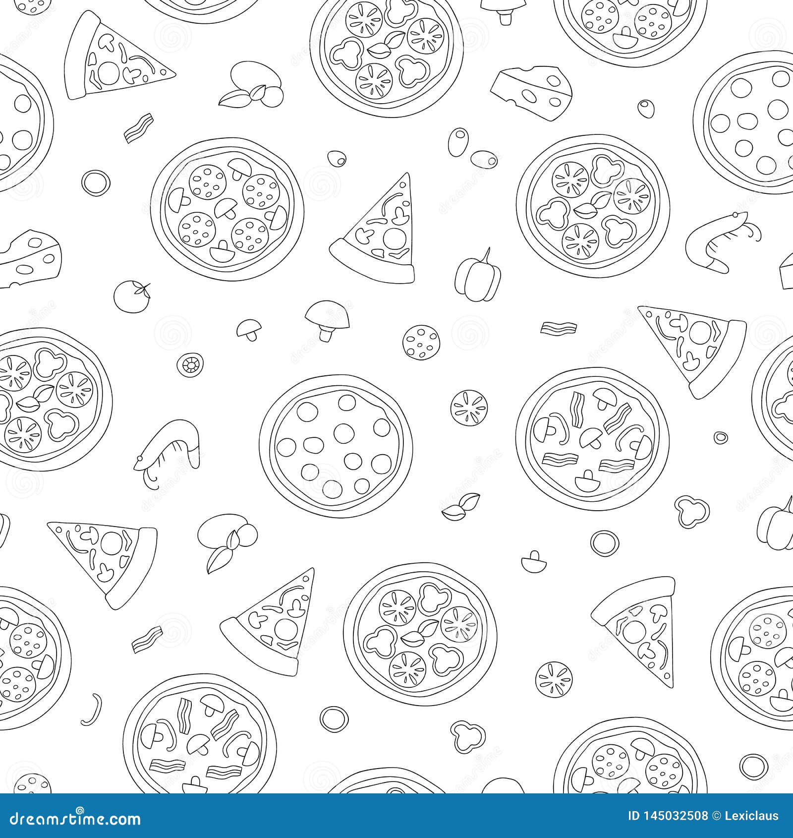 Vector Seamless Pattern of Black and White Pizza Stock Vector ... Vector Seamless Pattern of Black and White Pizza Stock Vector ...