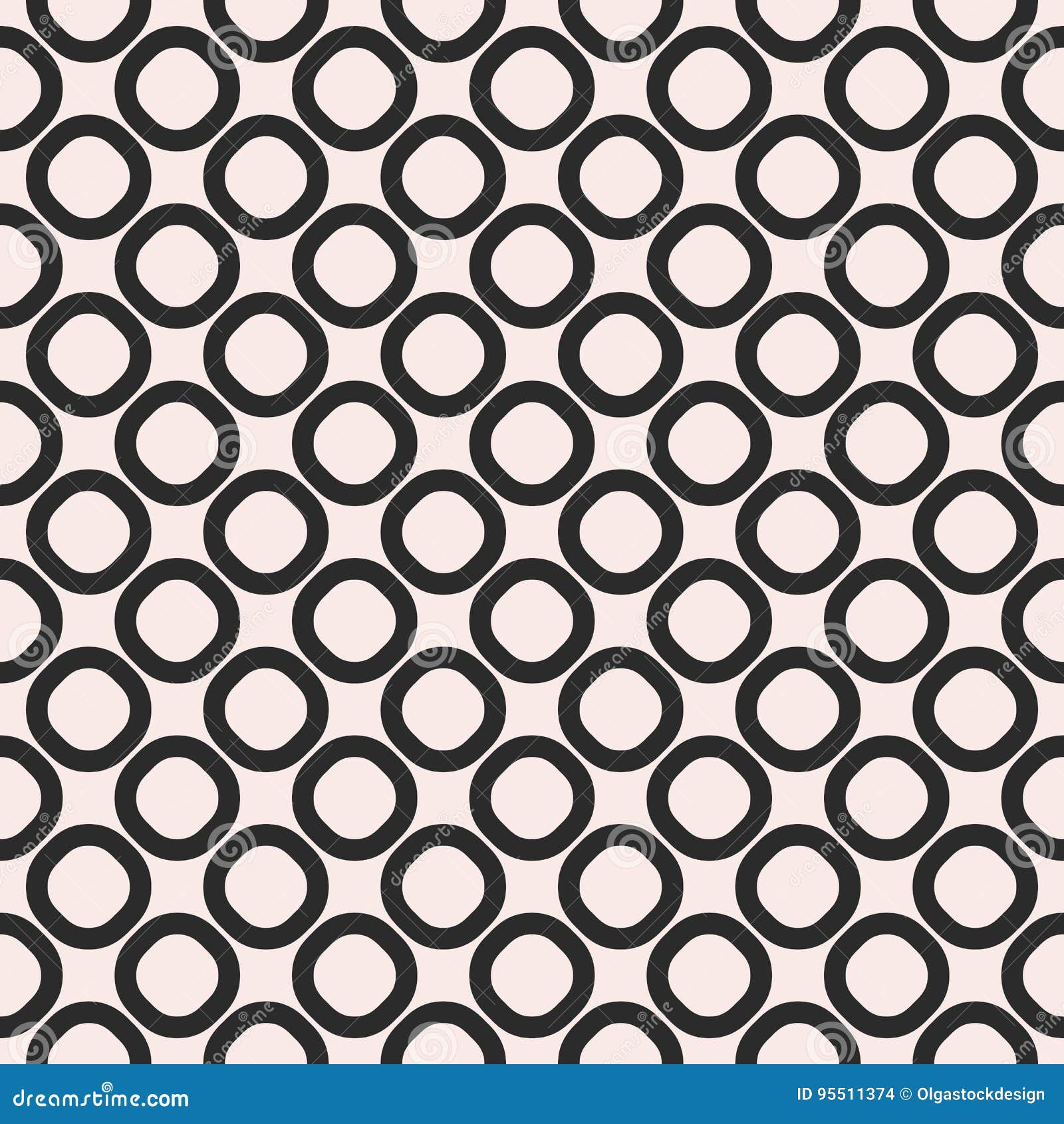Vector Seamless Pattern, Black & White Texture, Staggered Rings Stock ...