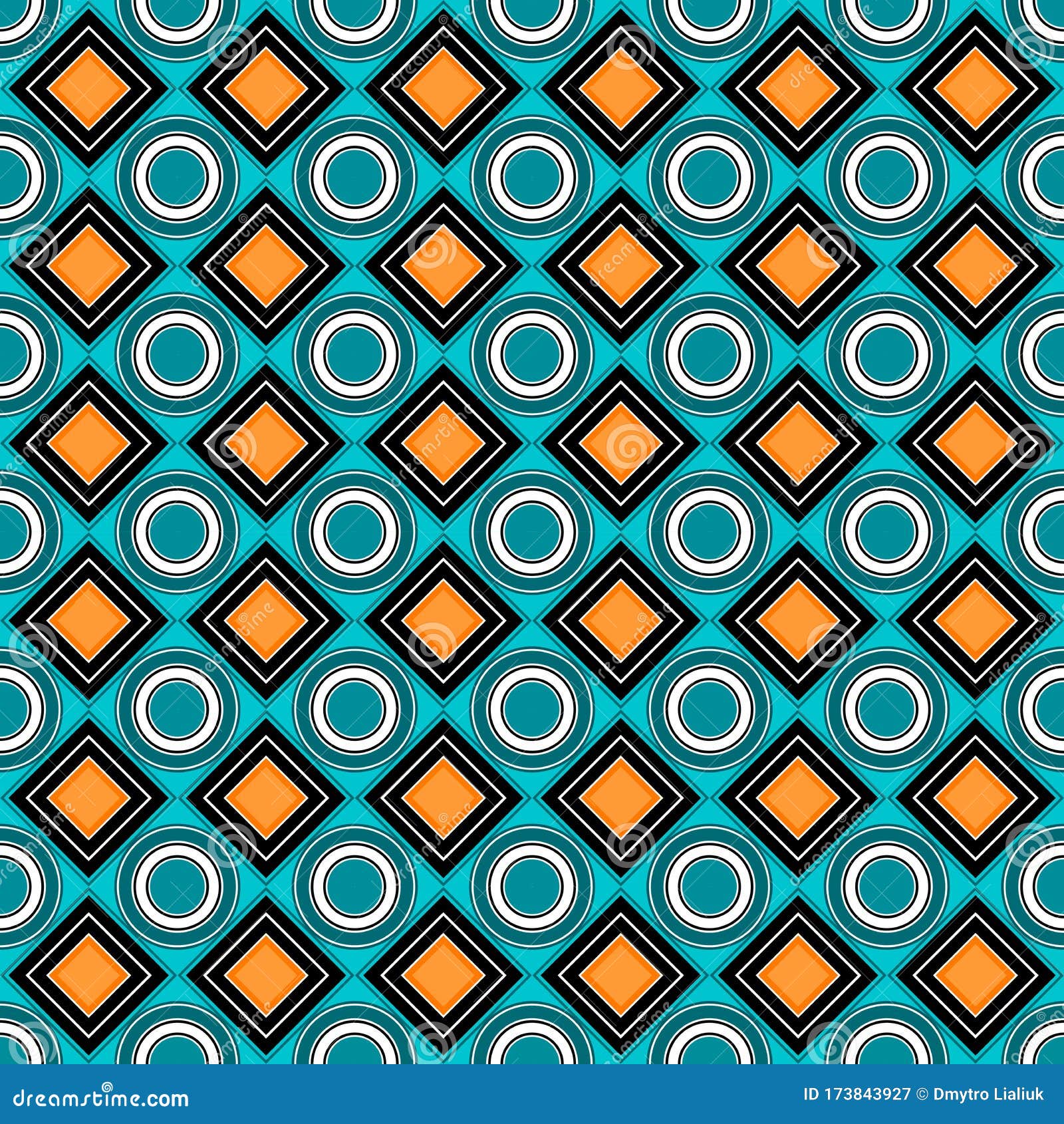 Vector Seamless Pattern. Blade, Black, Yellow, Rhombus, Square, Circle ...