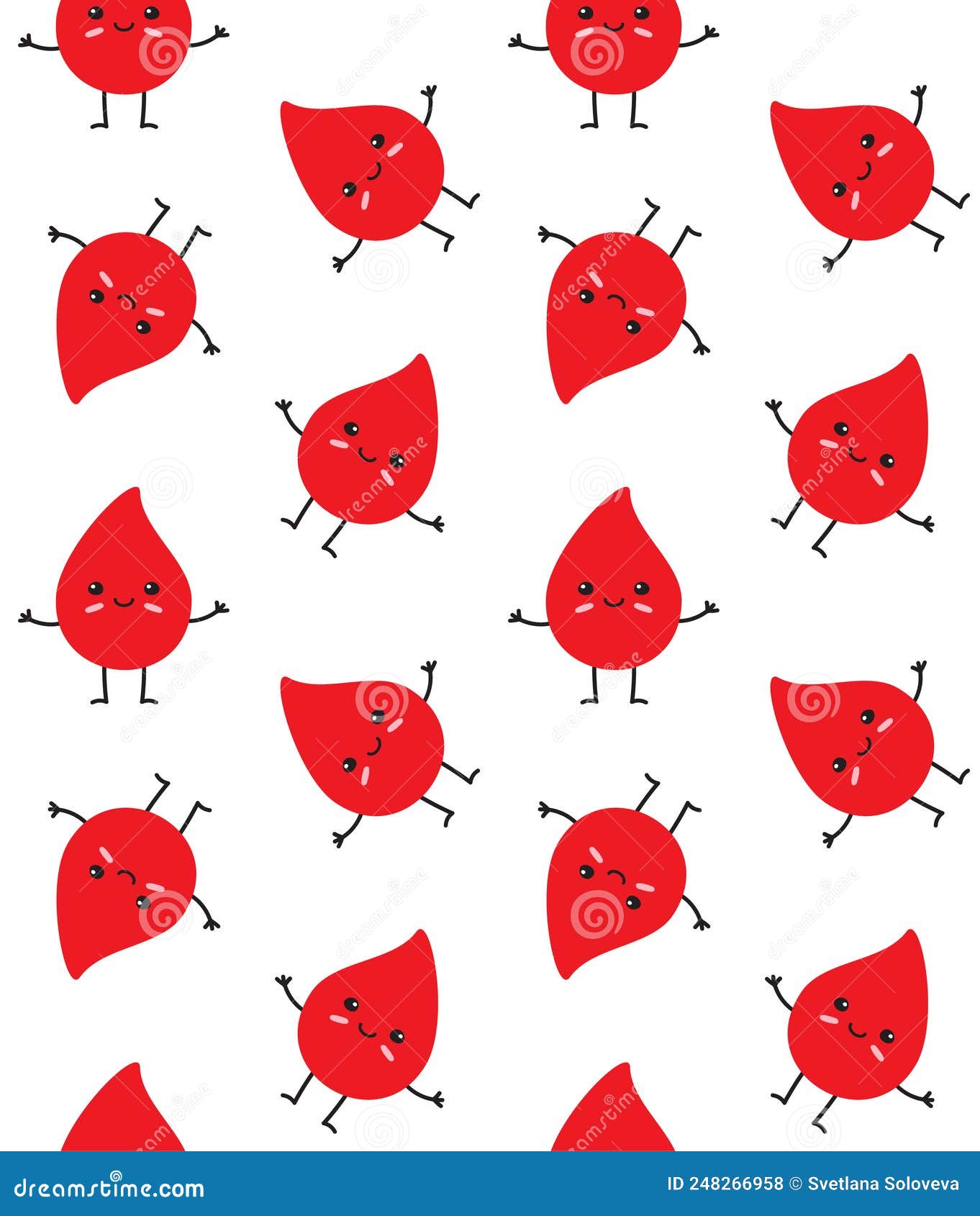 Vector Seamless Pattern of Blood Drop with Face Stock Vector ...