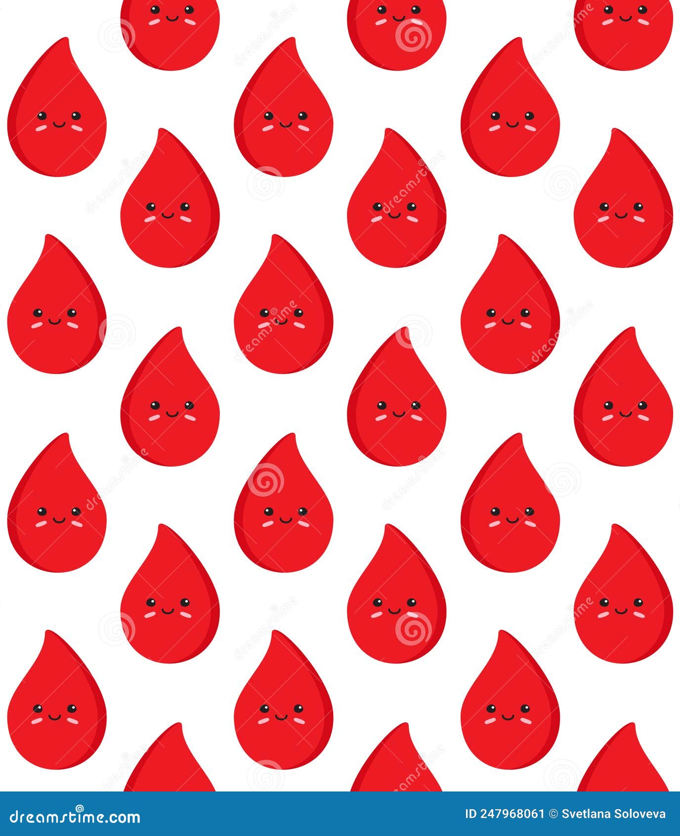 Vector Seamless Pattern of Blood Drop with Face Stock Vector ...