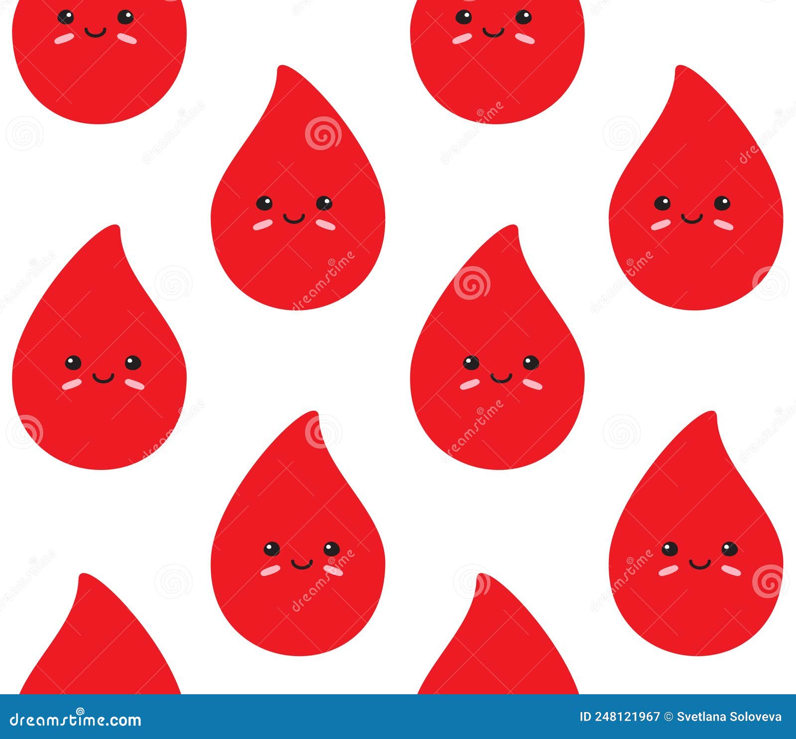 Vector Seamless Pattern of Blood Drop with Face Stock Vector ...