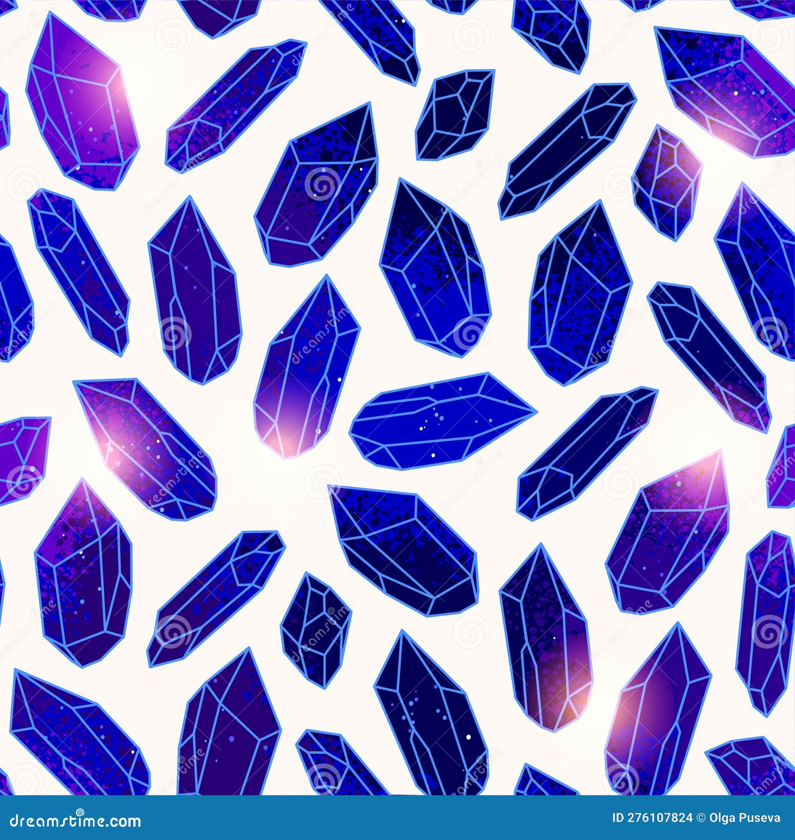 Vector Seamless Pattern with Blue Crystal Gems Stock Vector ...