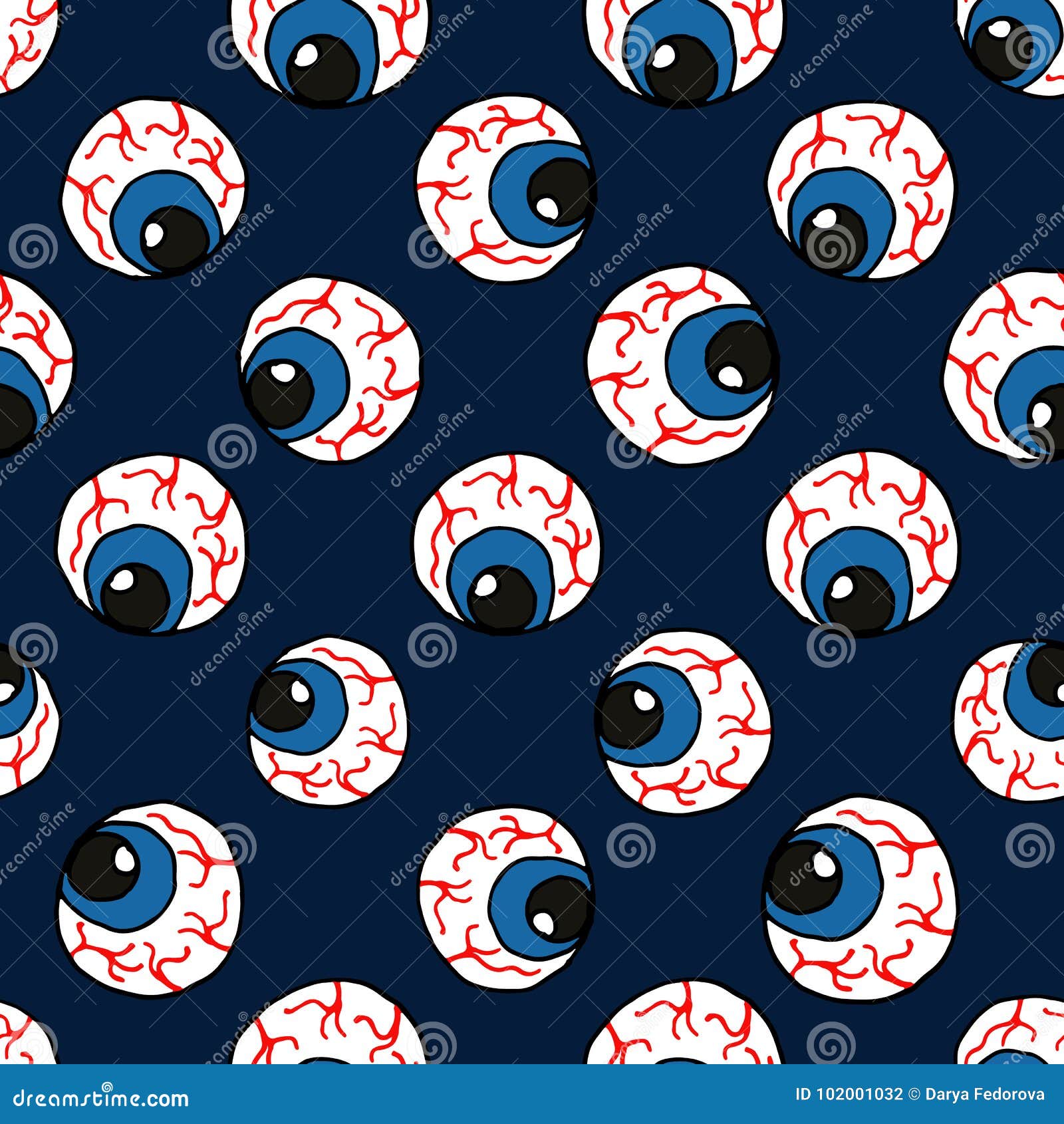Vector Seamless Pattern with Blue Eyes. Scary Eye Pattern for the ...