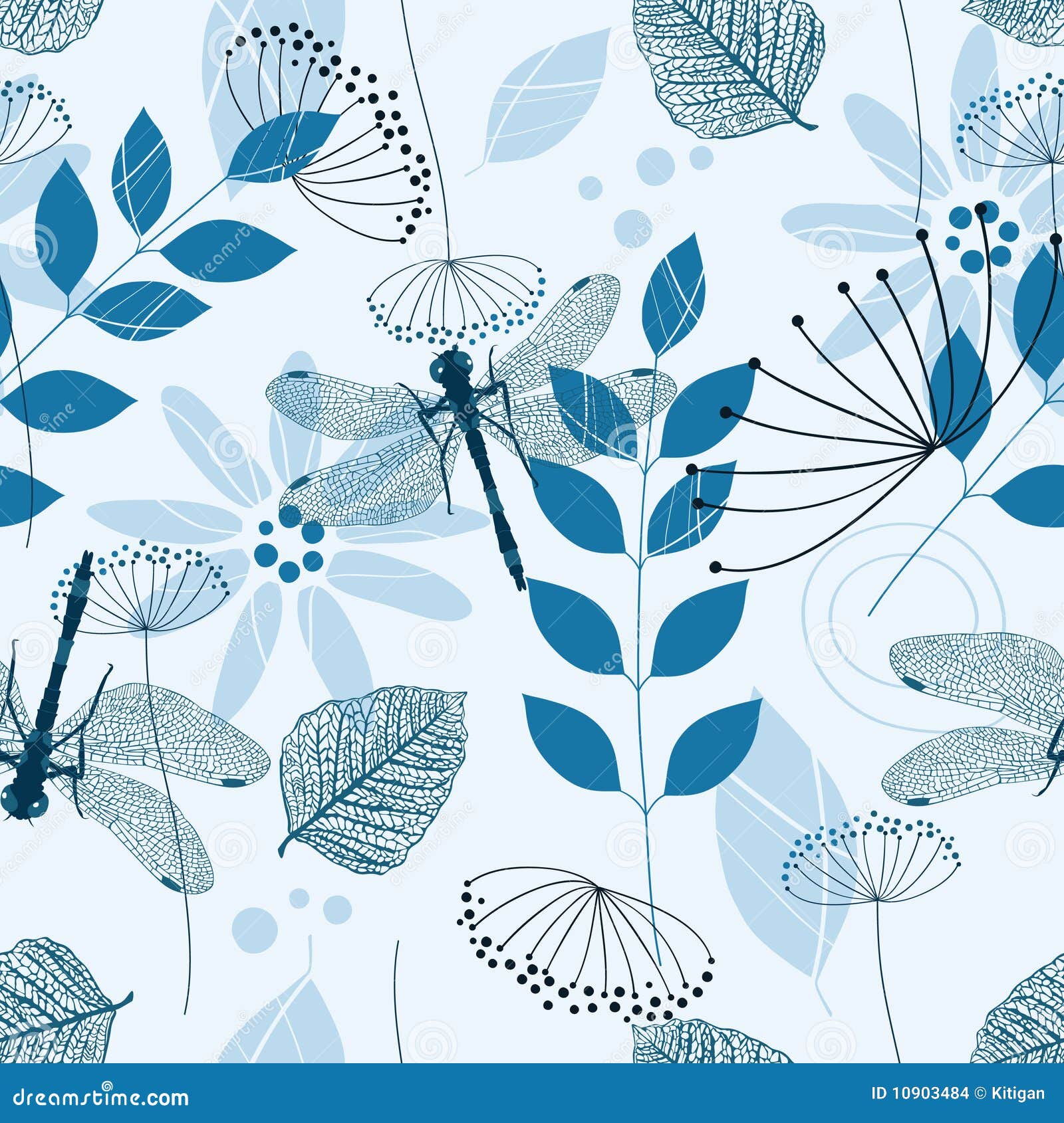 Vector Seamless Pattern of Blue Flowers and Leaves Stock Vector ... Vector Seamless Pattern of Blue Flowers and Leaves Stock Vector ...