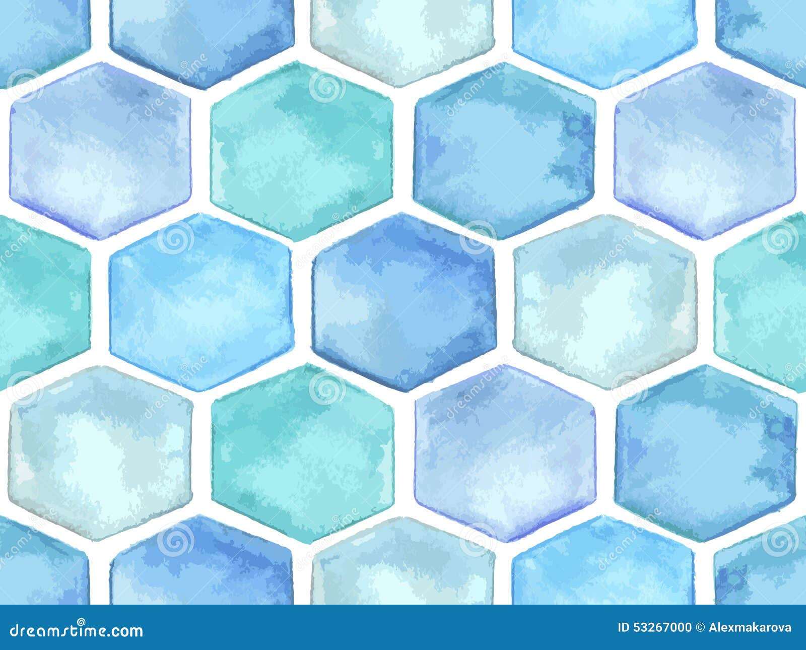 Vector Seamless Pattern with Blue Hexagons Stock Vector - Illustration ...
