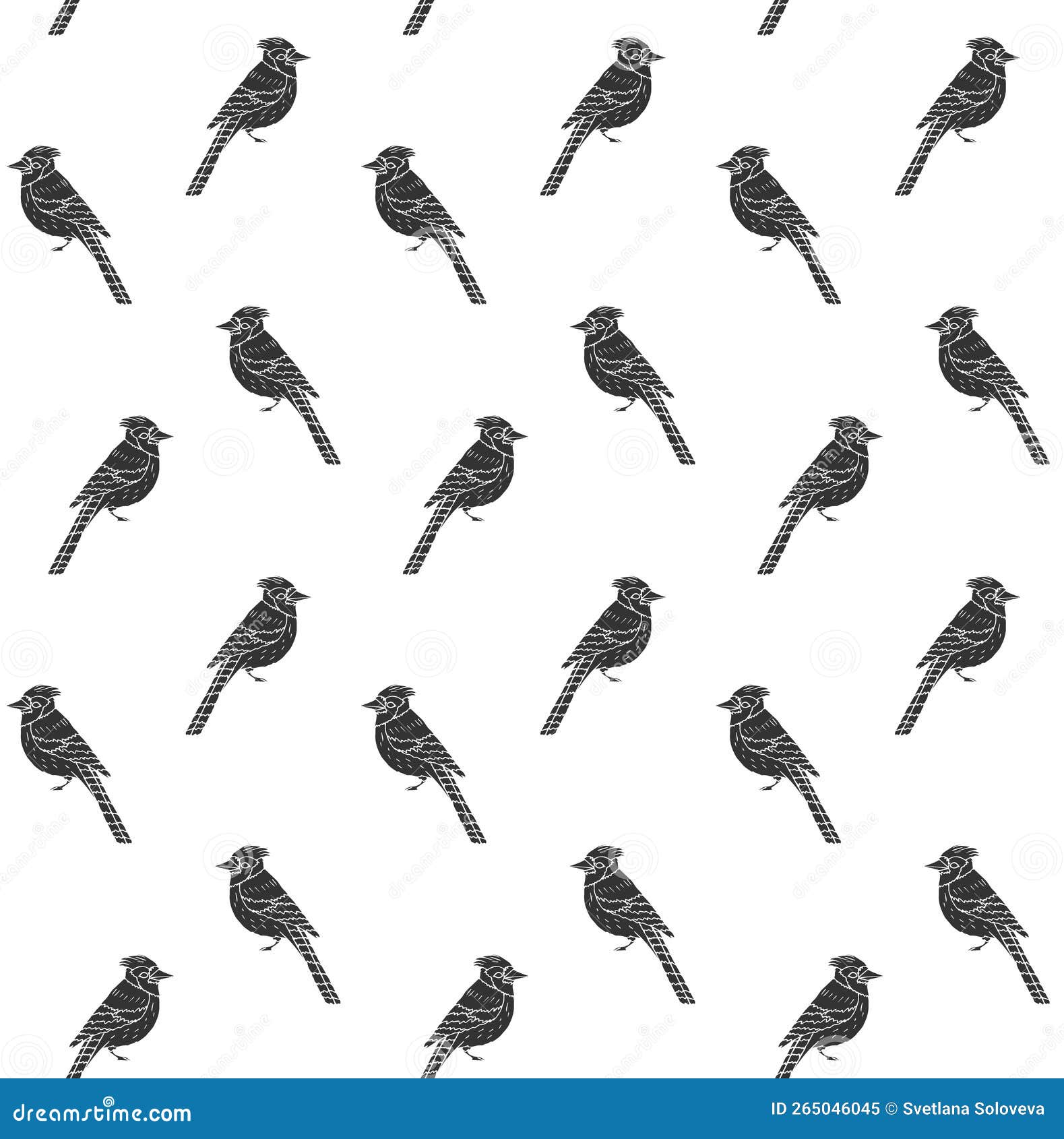 Vector Seamless Pattern of Blue Jay Bird Stock Vector - Illustration of ...