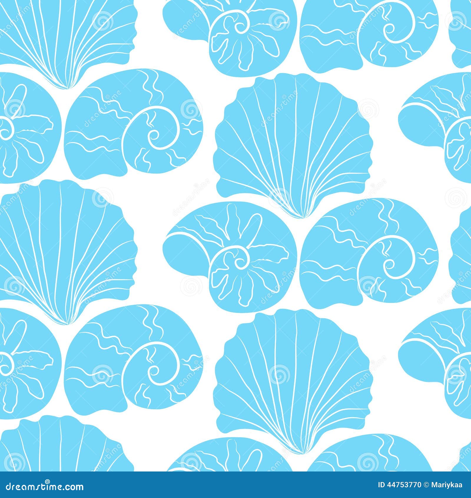 Vector Seamless Pattern with Blue Shells Stock Vector - Illustration of ...
