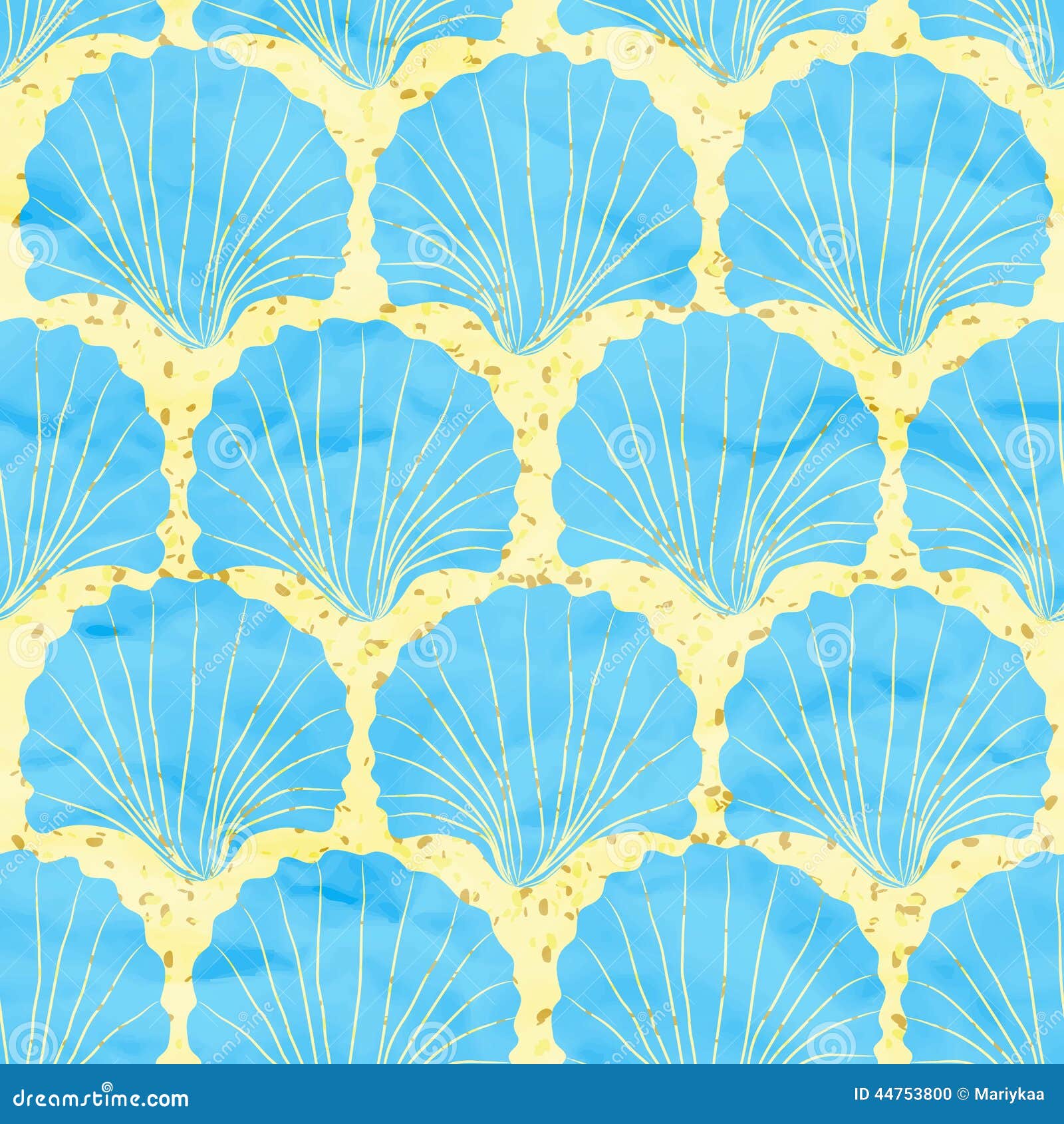 Vector Seamless Pattern with Blue Shells Stock Vector - Illustration of ...