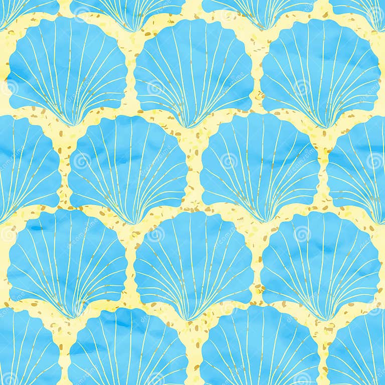 Vector Seamless Pattern with Blue Shells Stock Vector - Illustration of ...